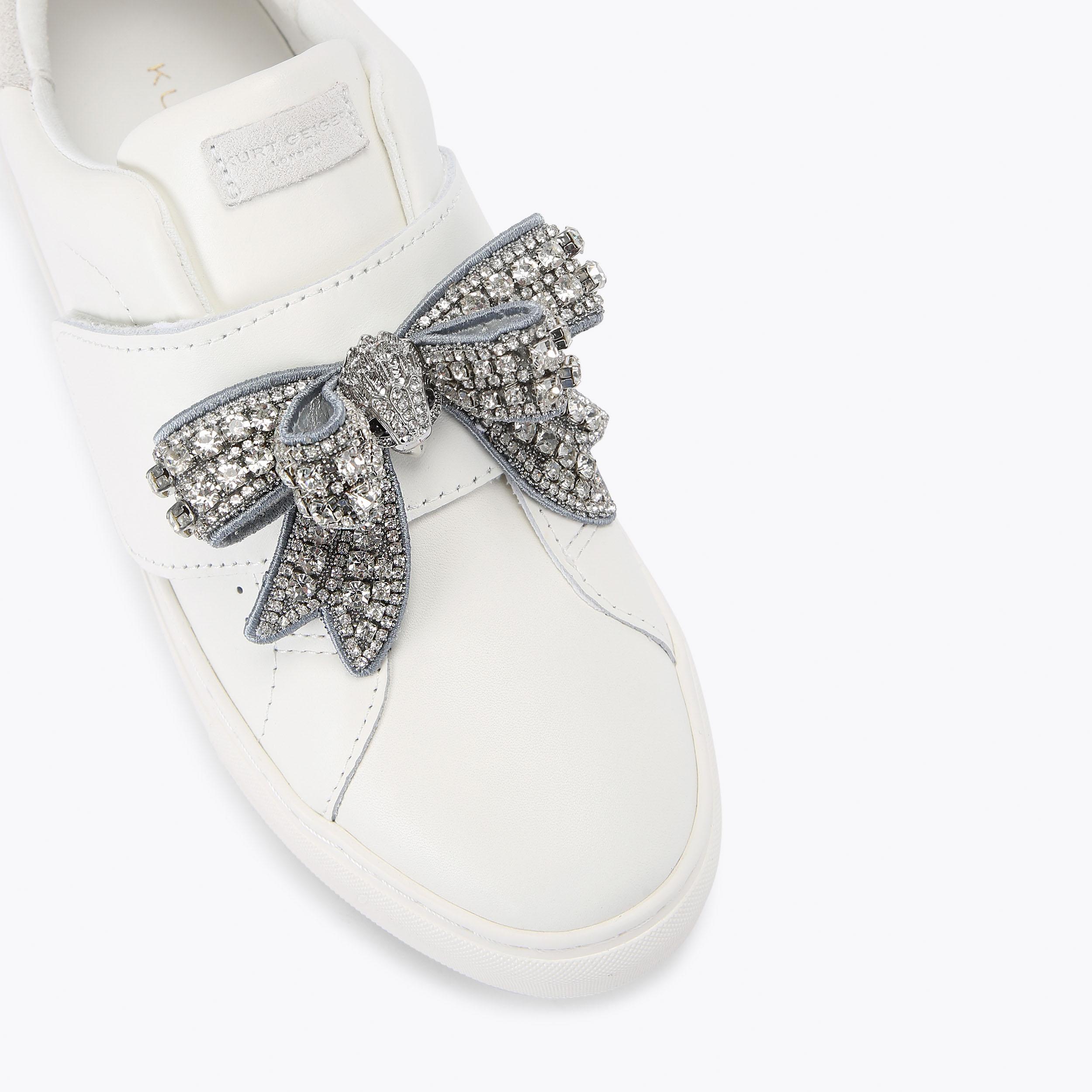 LANEY BOW White Crystal Bow Sneaker by KURT GEIGER LONDON