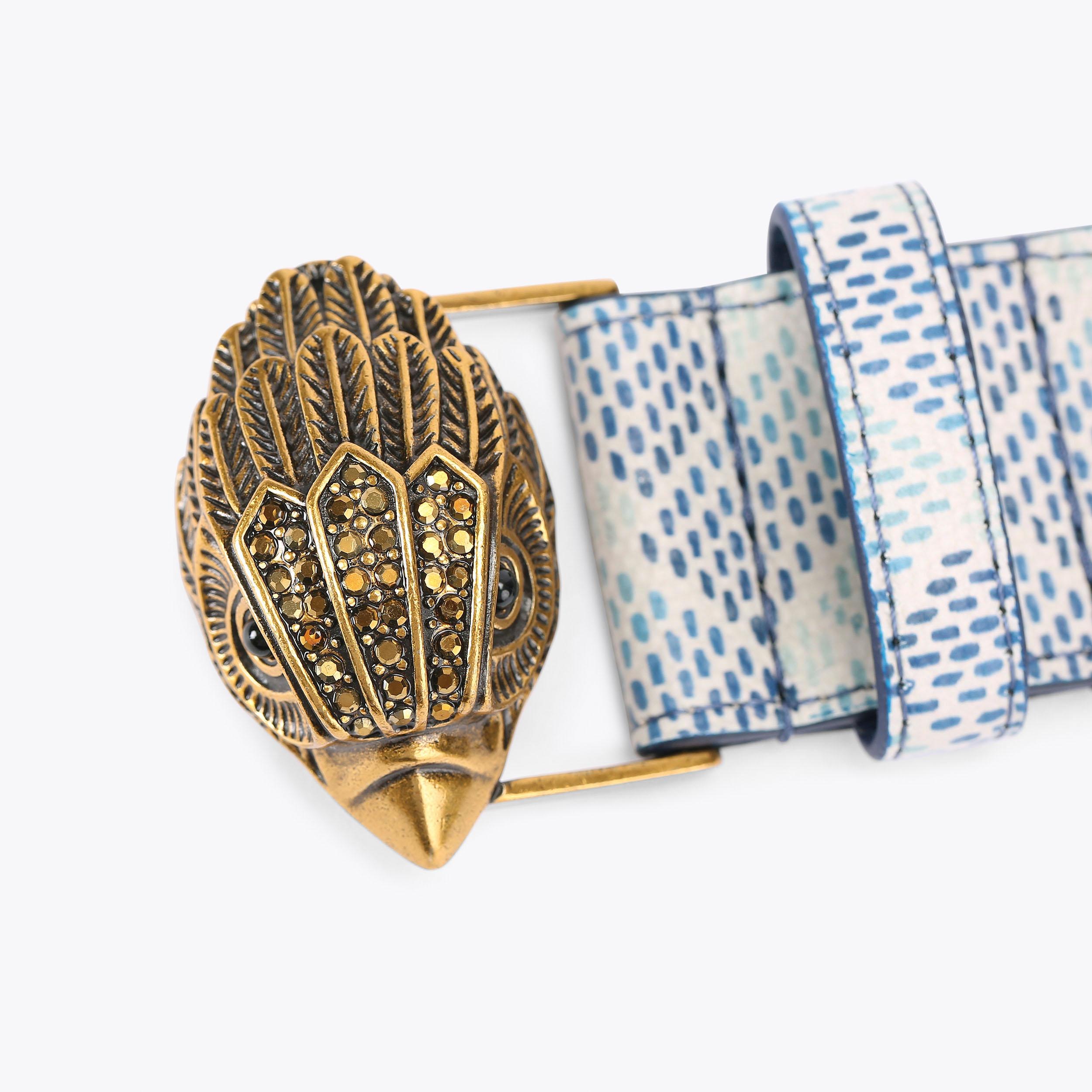 KENSINGTON 38 BELT Blue Canvas Weave Belt by KURT GEIGER LONDON