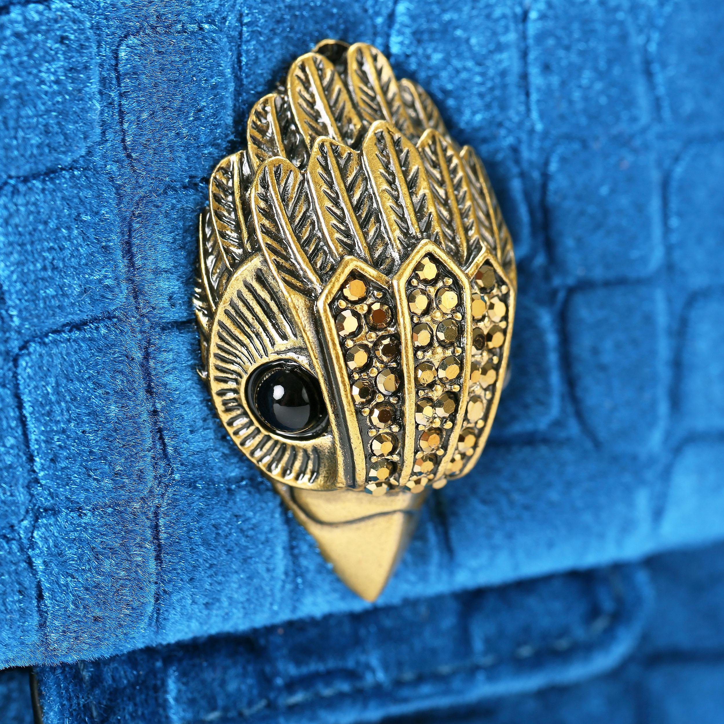 MINI KENSINGTON VELVET Teal Velvet Cross Body Bag by KURT GEIGER LONDON