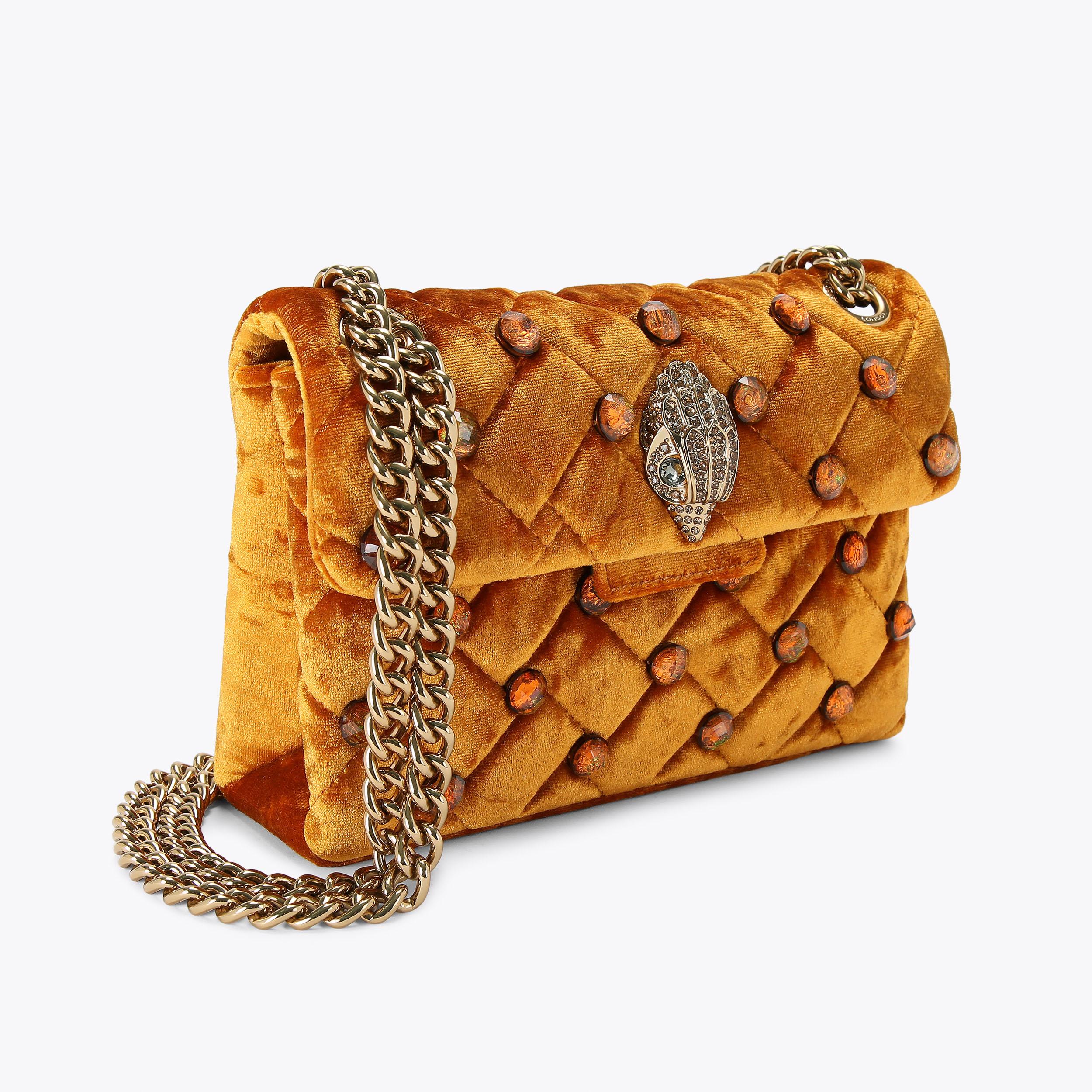 MINI KENSINGTON CRYSTALS Orange Velvet Cross Body Bag by KURT GEIGER LONDON