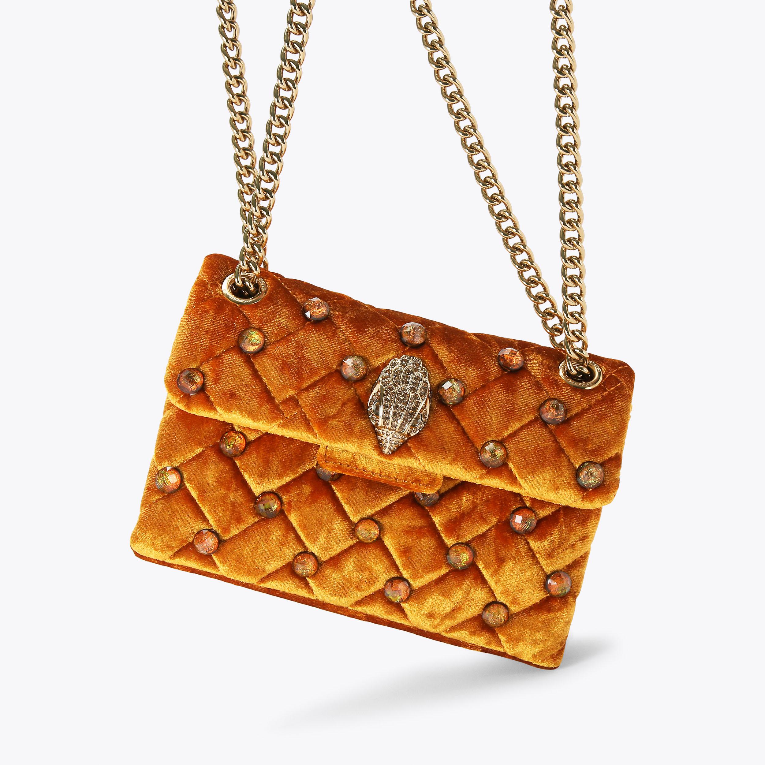 MINI KENSINGTON CRYSTALS Orange Velvet Cross Body Bag by KURT GEIGER LONDON