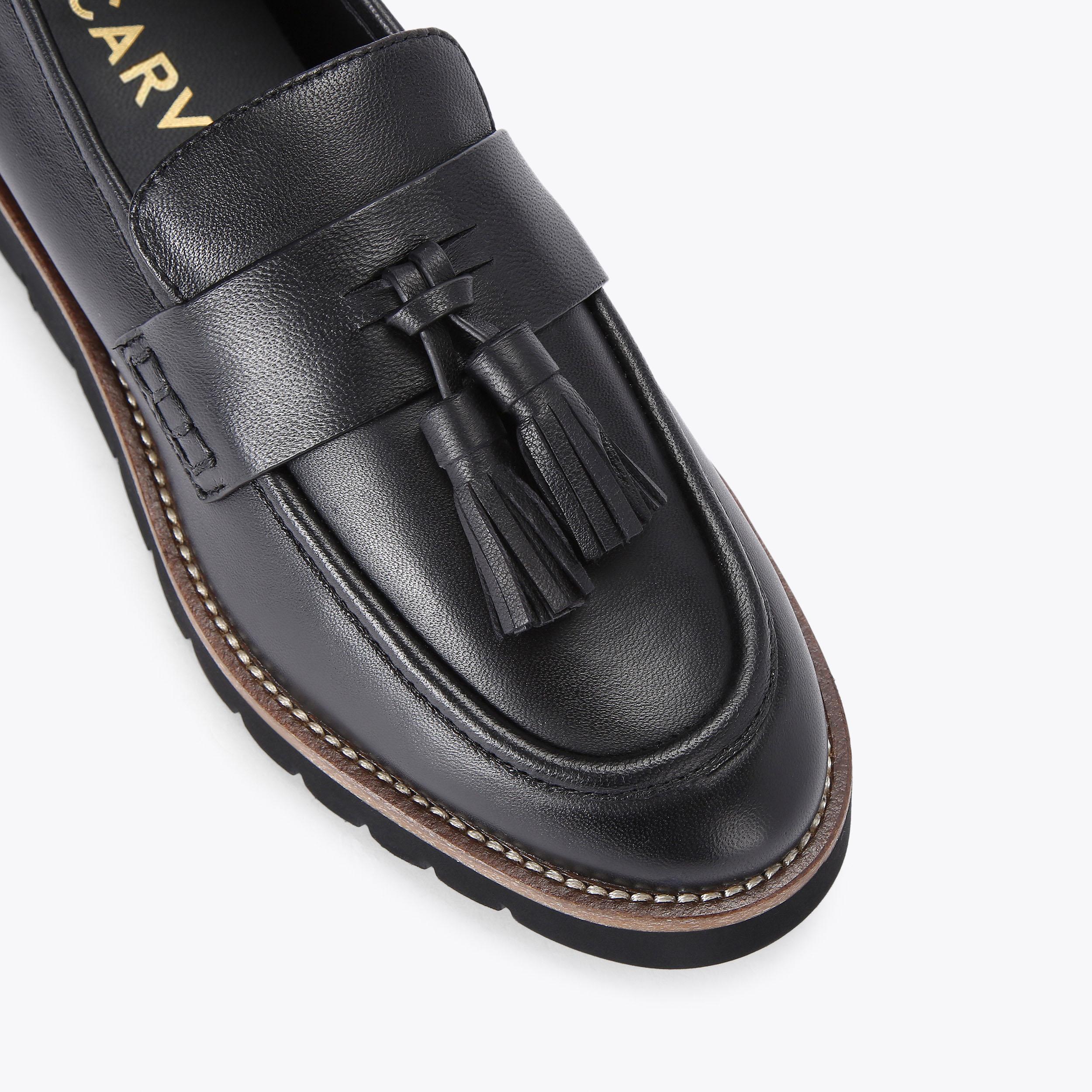 GRANGE Black Leather Slip On Shoes by CARVELA