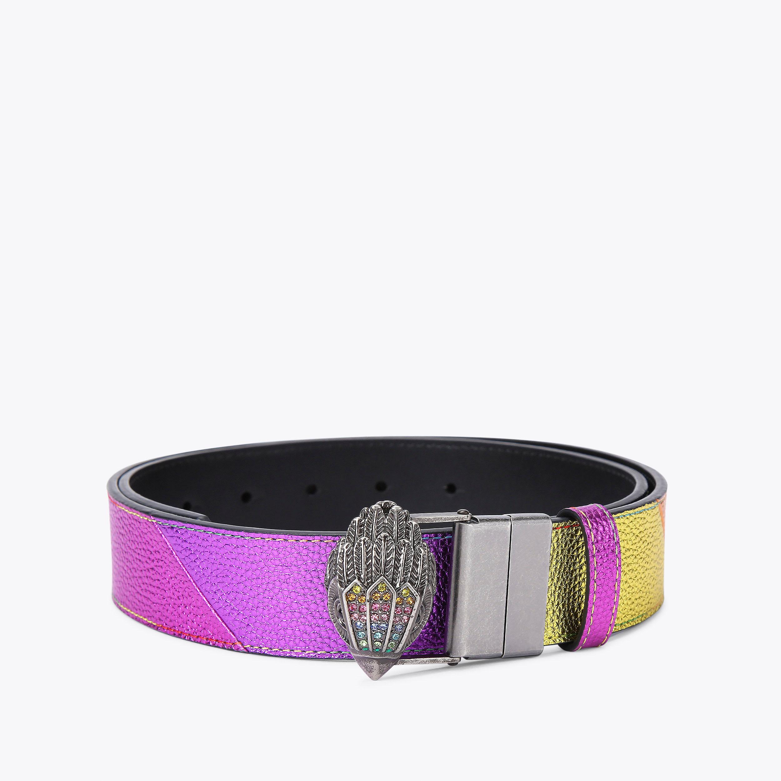 REVERSIBLE 38 EAGLE BELT Rainbow Stripe Leather Belt by KURT GEIGER LONDON