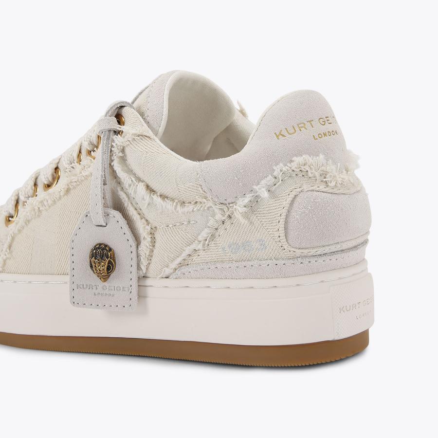 SOUTHBANK TAG White Denim Frayed Sneaker by KURT GEIGER LONDON SOUTHBANK TAG White Denim Frayed Sneaker by KURT GEIGER LONDON
