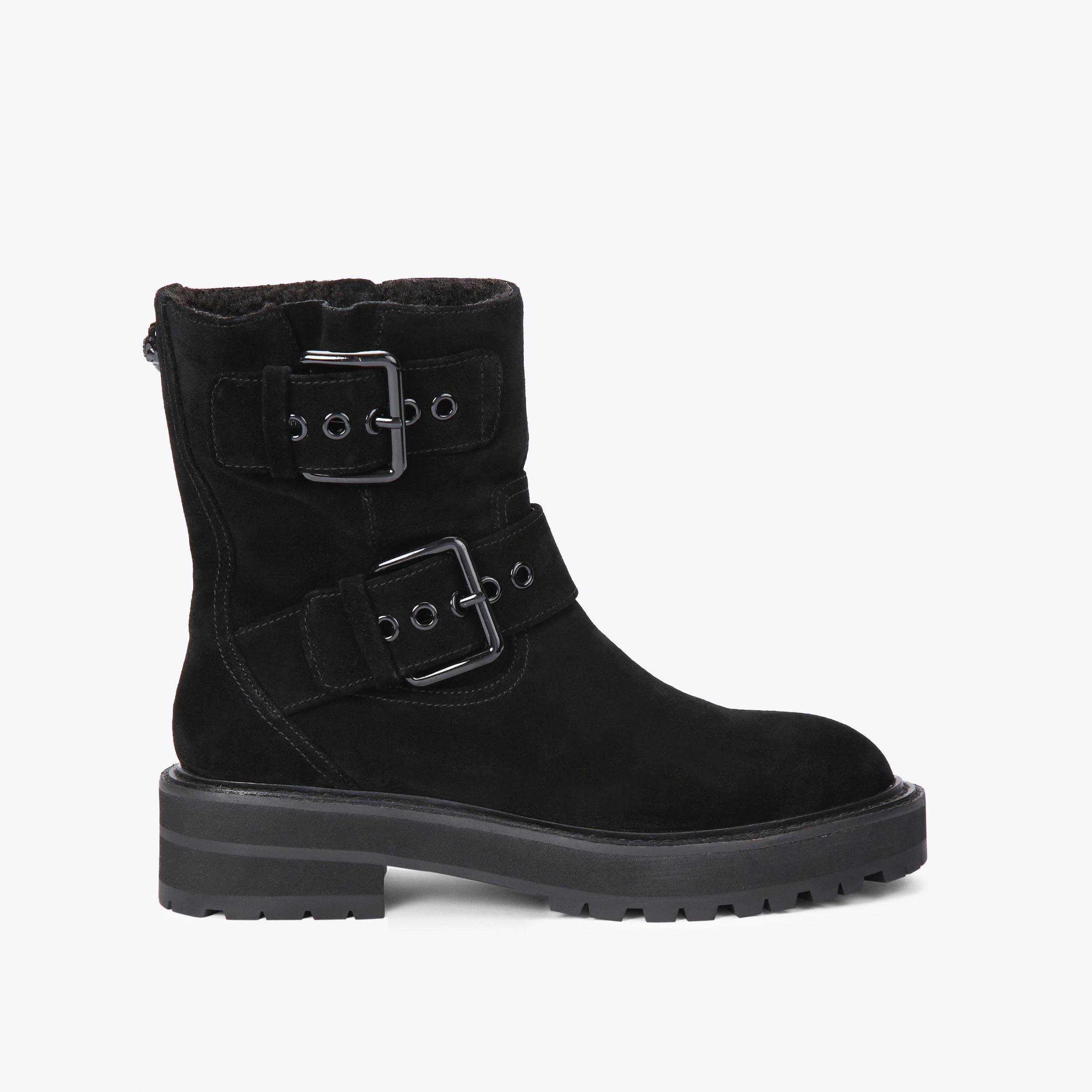 HACKNEY BIKER BOOT Black Suede Boots by KURT GEIGER LONDON