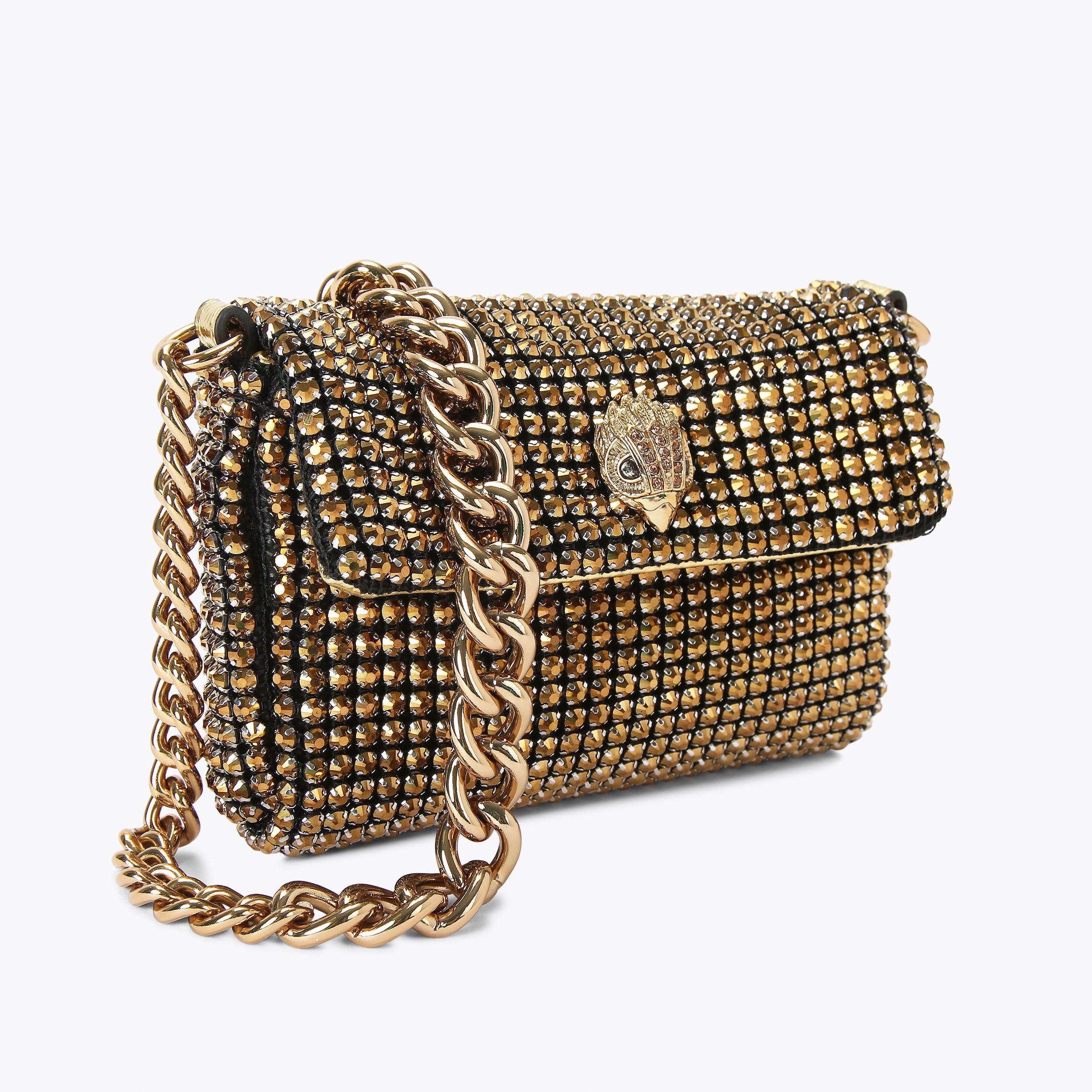MINI PARTY XBODY BAG Gold Crystal Bag by KURT GEIGER LONDON