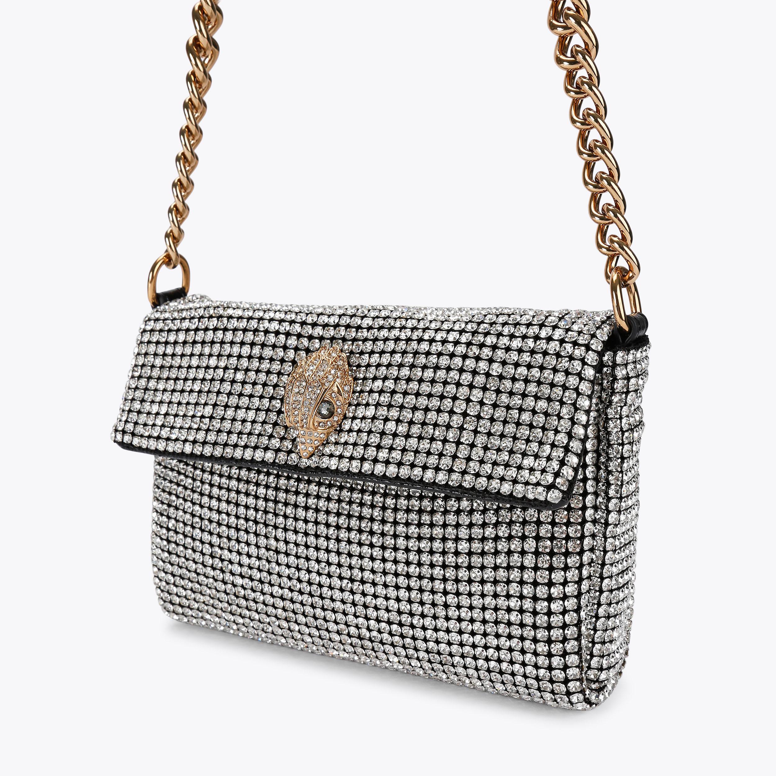 SM PARTY SHOULDER BAG Silver Shoulder Crystal Bag by KURT GEIGER LONDON