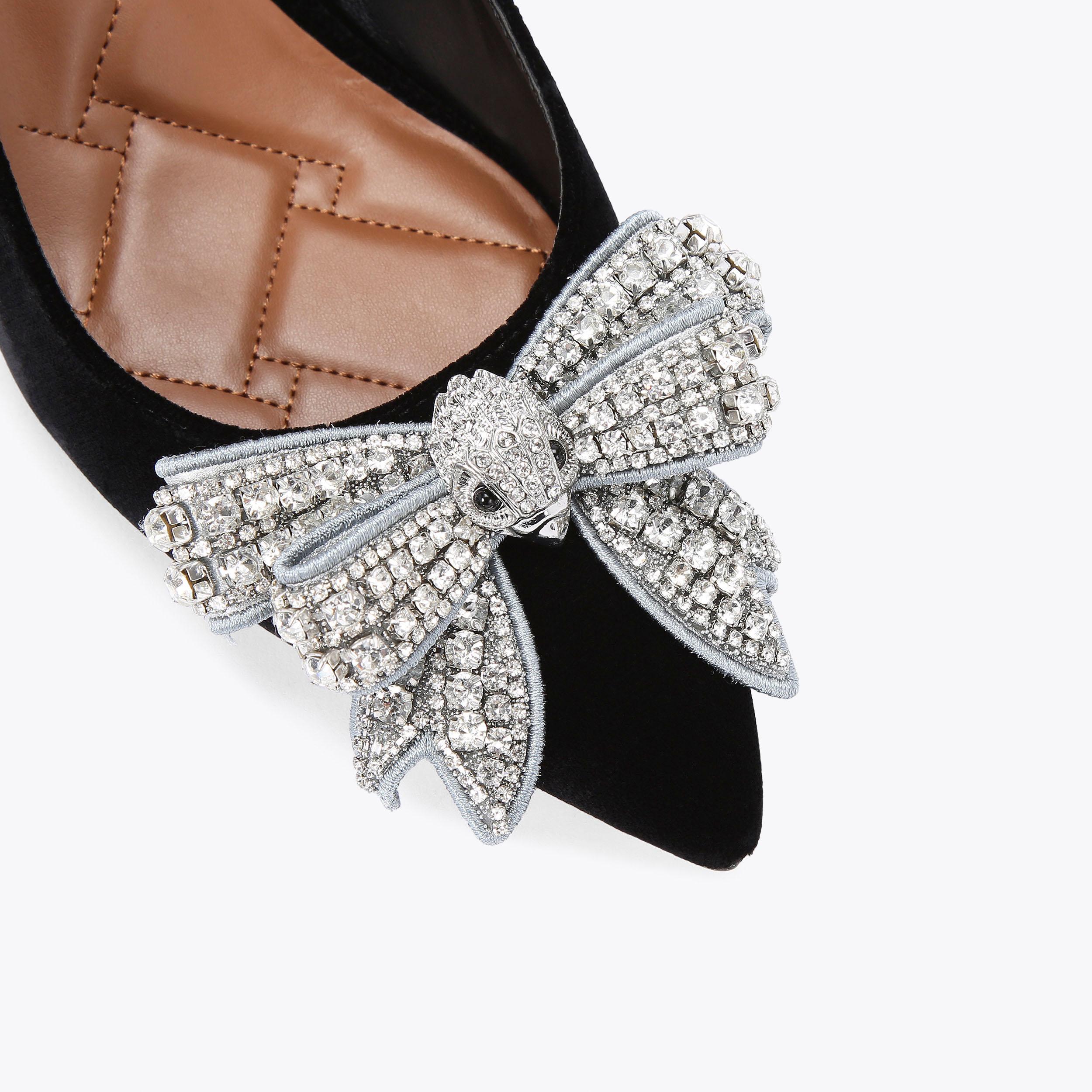 BELGRAVIA BOW SLING Black Velvet Heels by KURT GEIGER LONDON