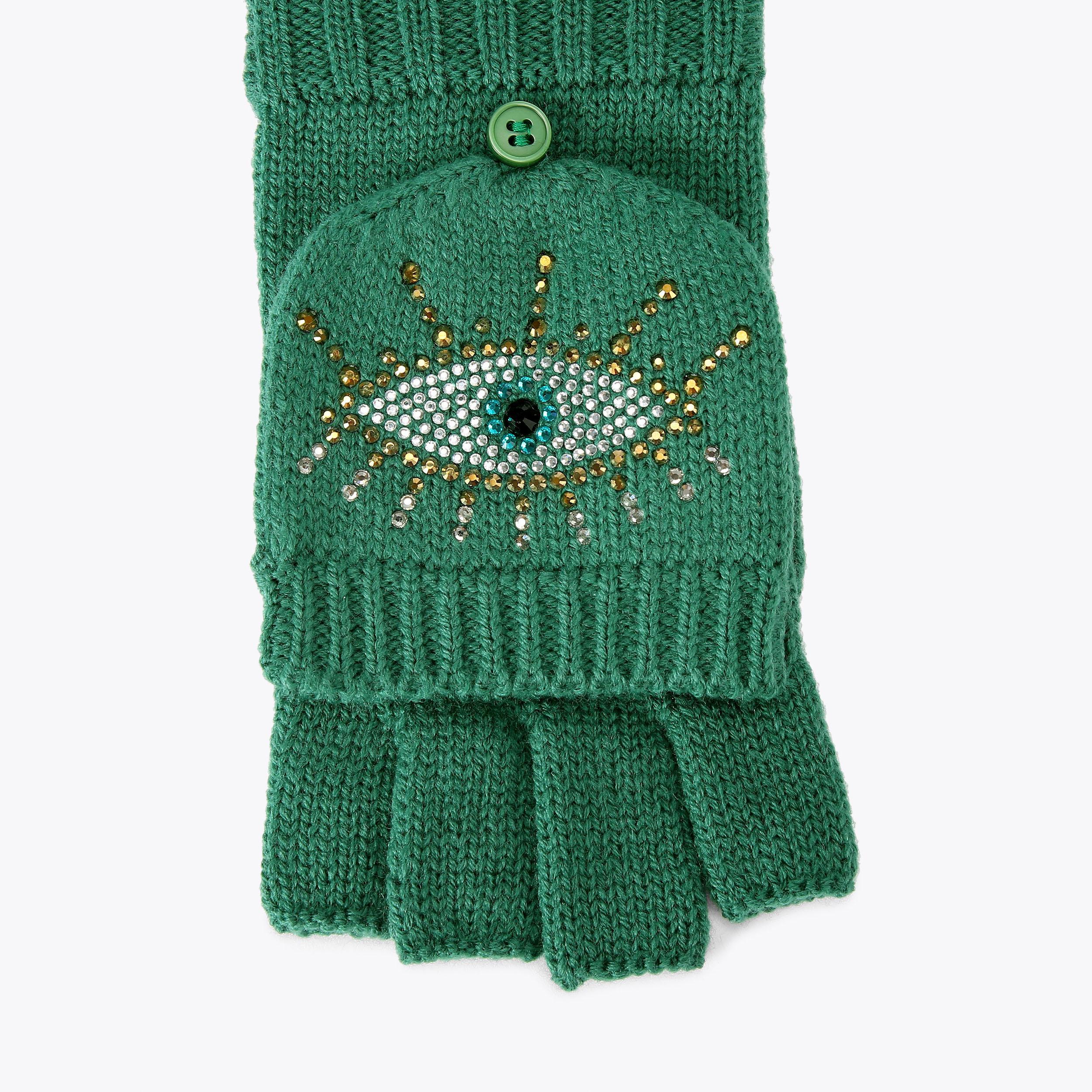 EVIL EYE MITTEN Green Knitted Mitten Gloves by KURT GEIGER LONDON