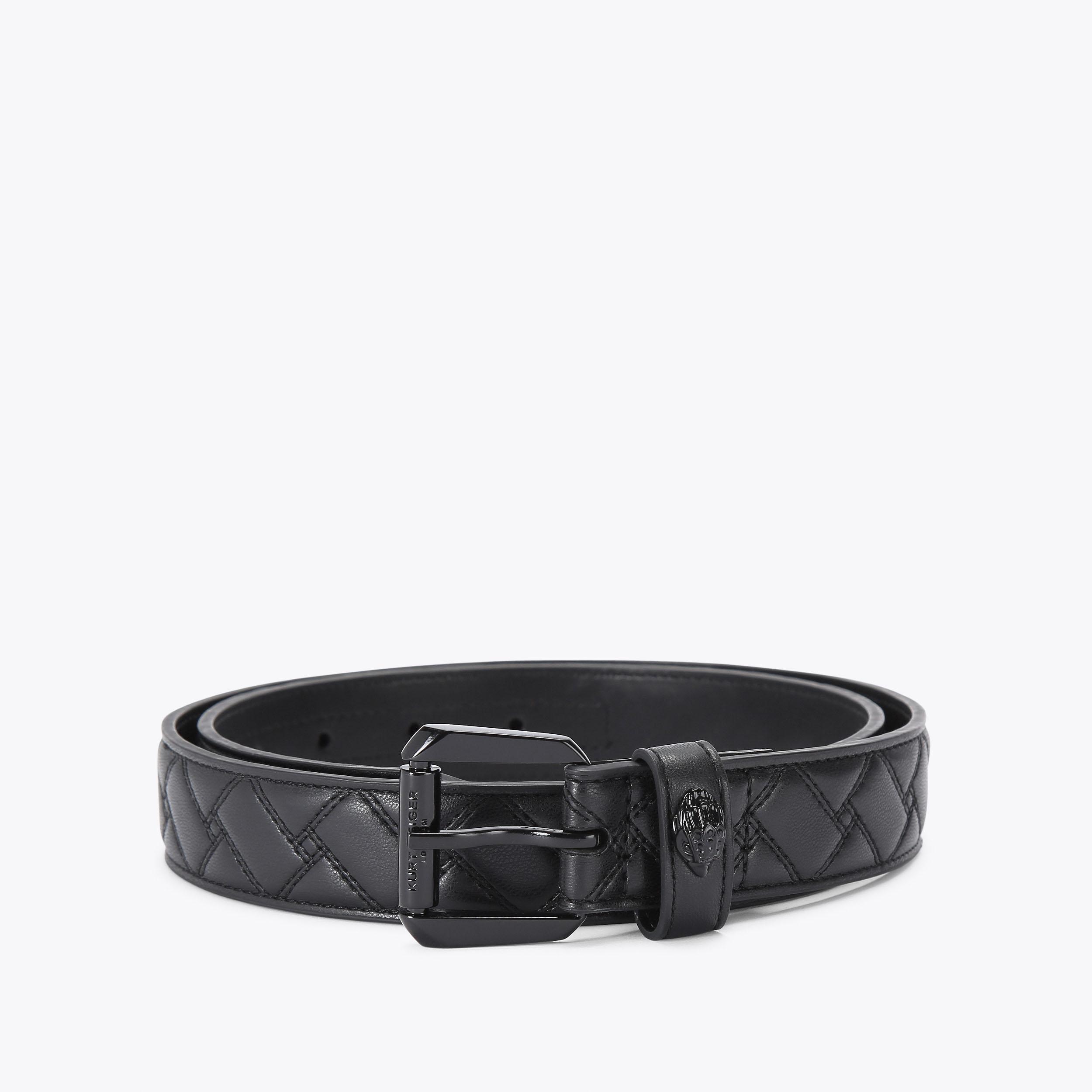KENSINGTON 30 BELT Black Leather Quilted Belt by KURT GEIGER LONDON