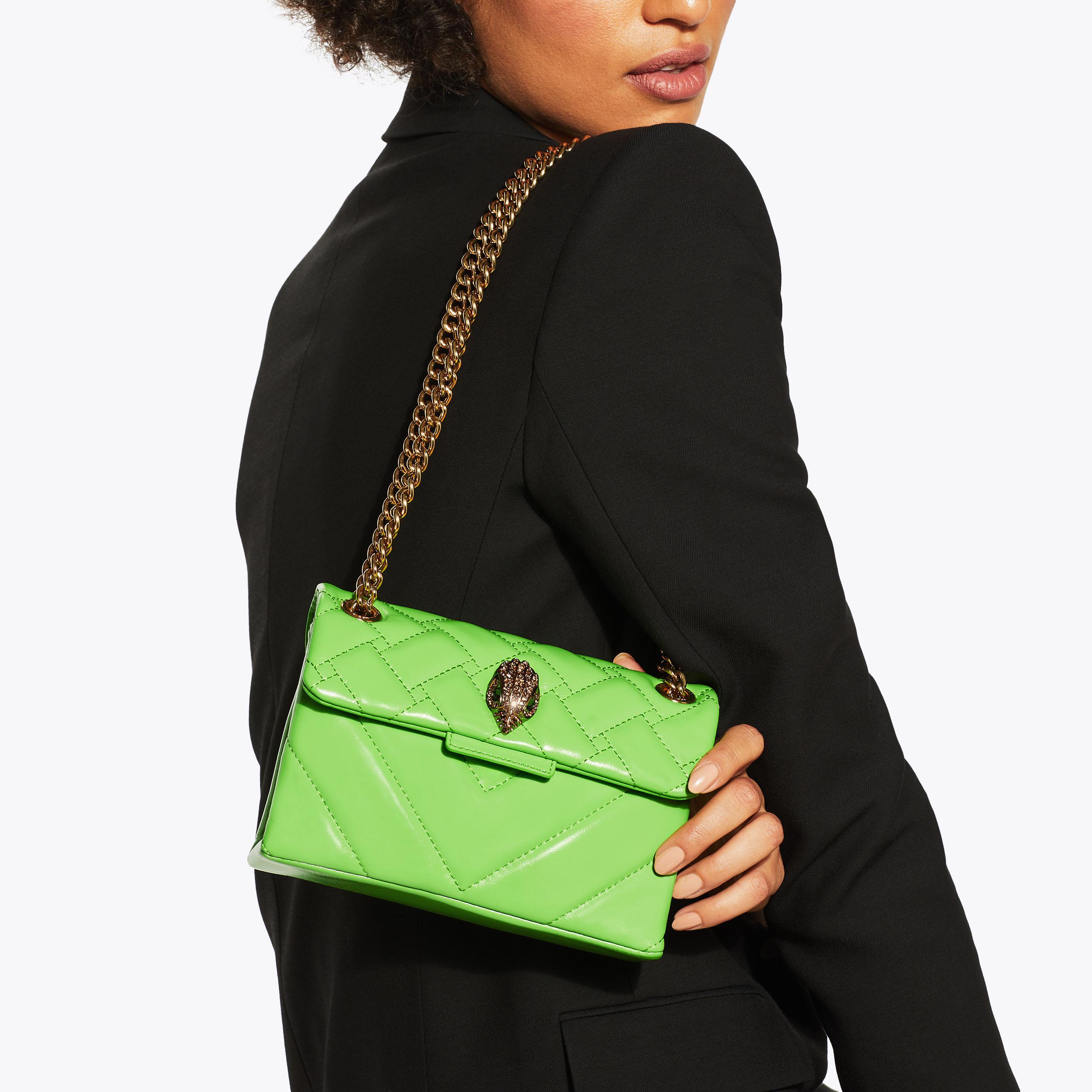 Leather Mini Kensington Lime Green Cross Body Bag By Kurt Geiger London
