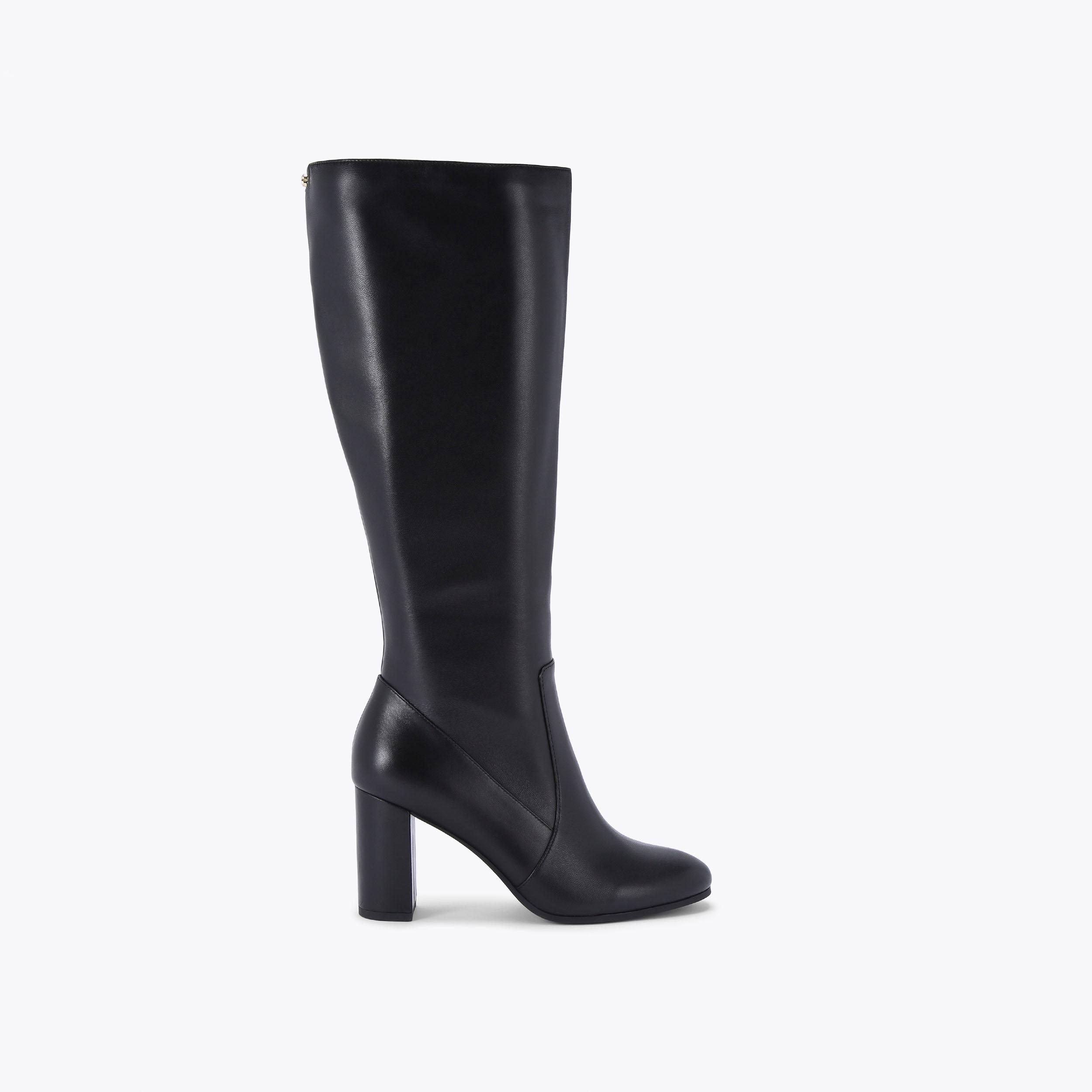 POSE KNEE HIGH Black Knee High Leather Boots by CARVELA