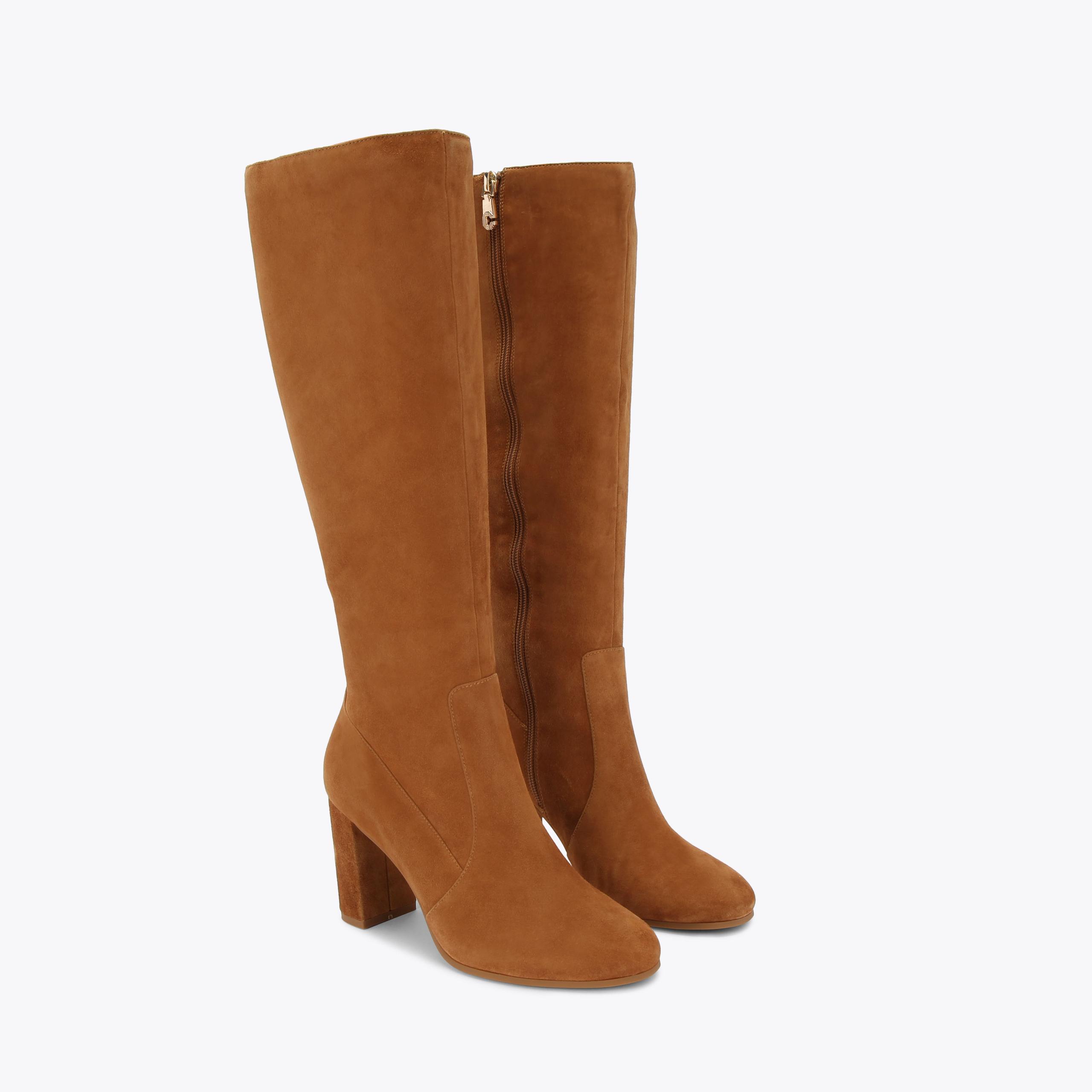 POSE KNEE HIGH Tan Suede Knee High Boot by CARVELA