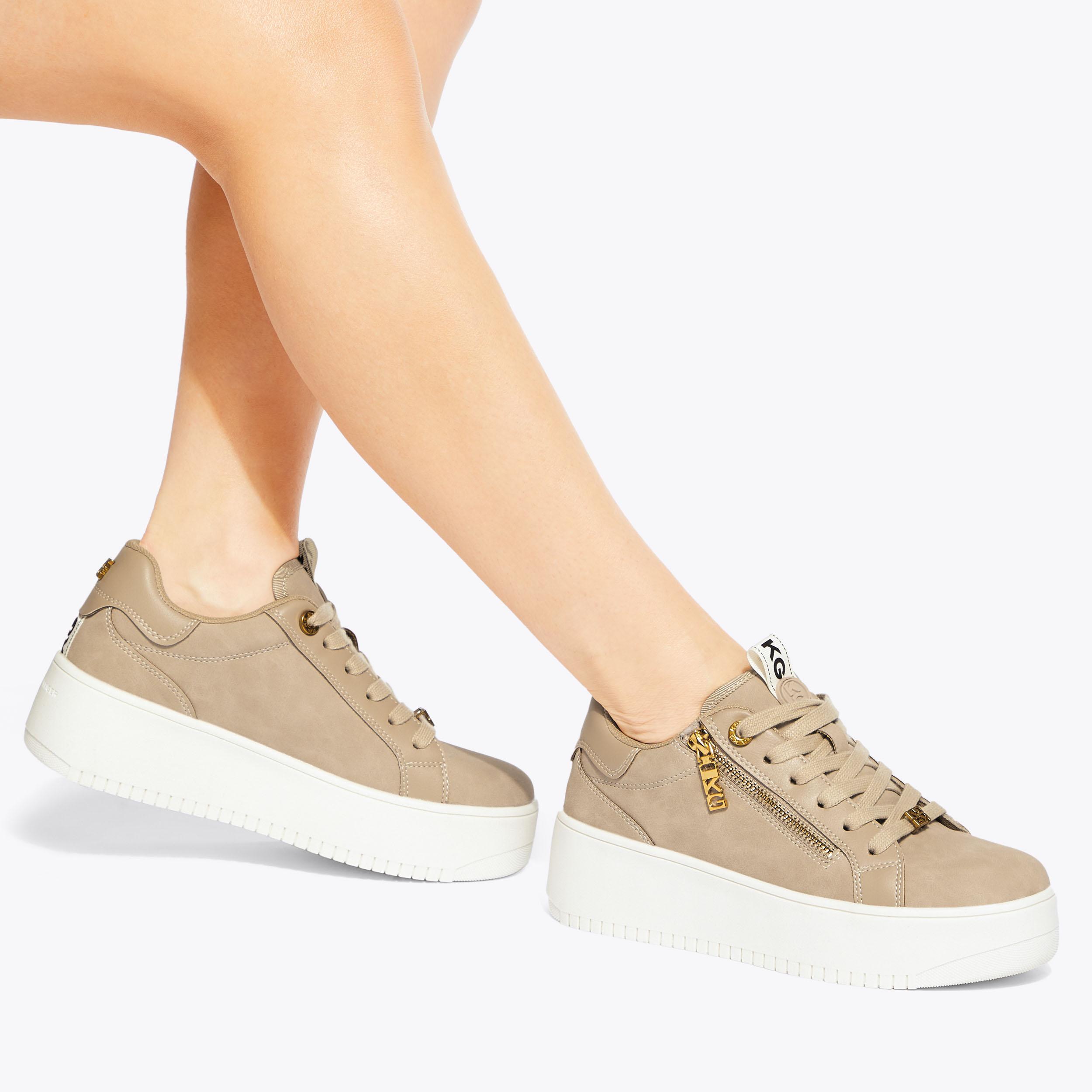 LESLIE SIDE ZIP Camel Zip Sneaker by KG KURT GEIGER