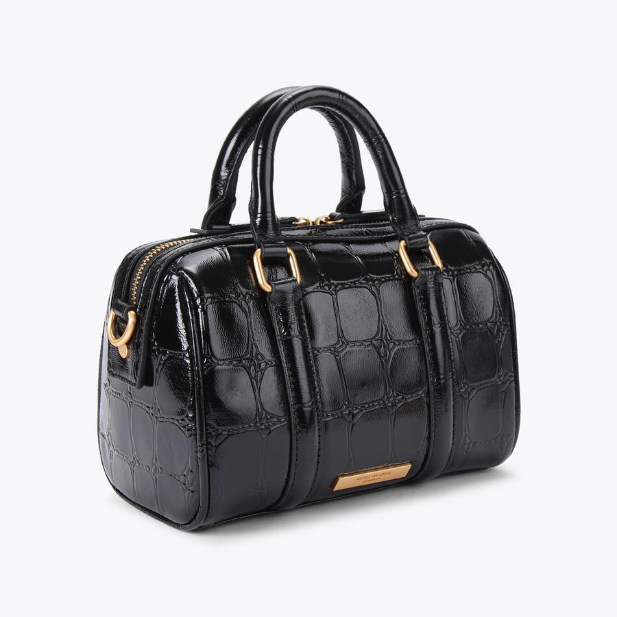 KENSINGTON SM BOSTON Black Croc Print Bowling Bag by KURT KENSINGTON SM BOSTON Black Croc Print Bowling Bag by KURT