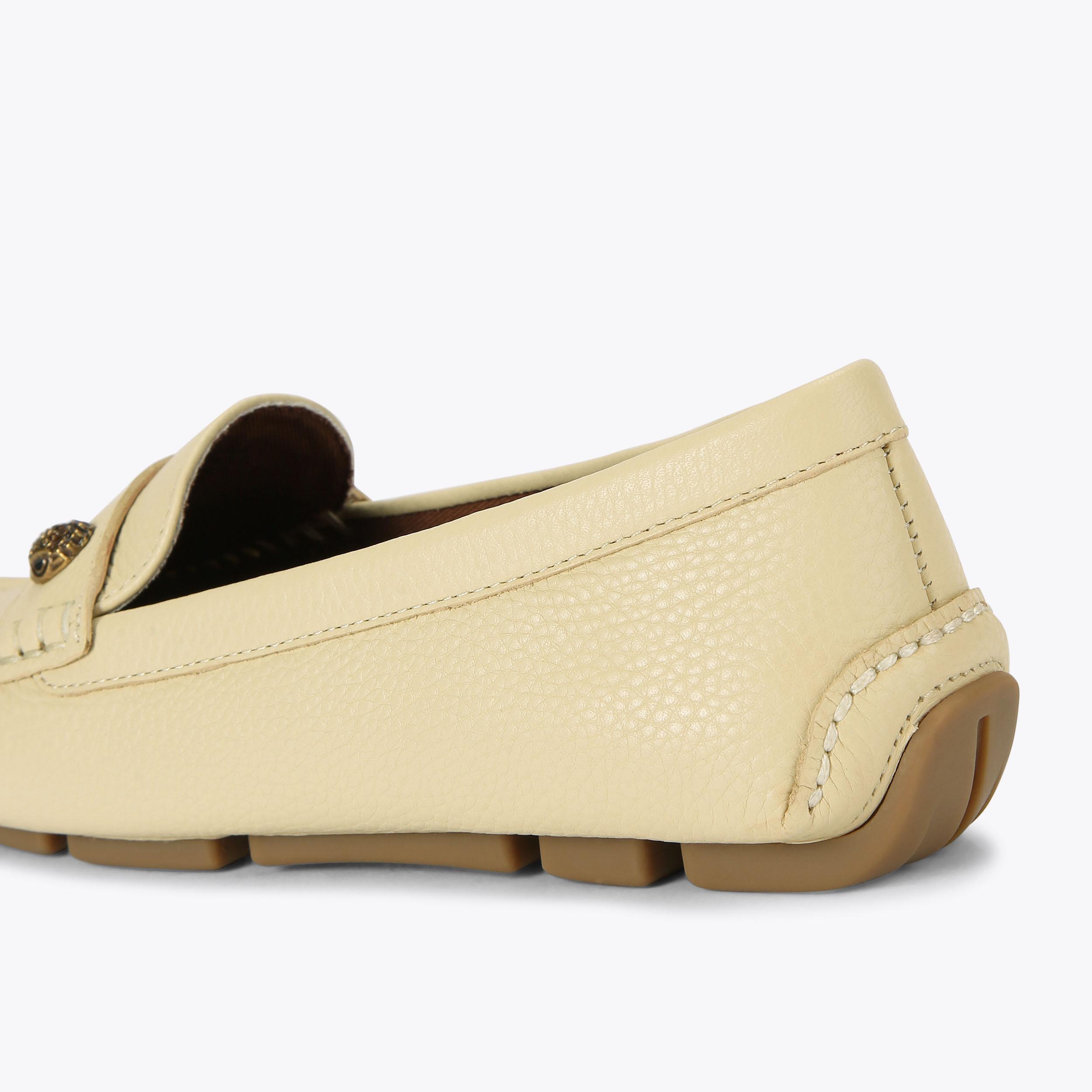 EAGLE DRIVER Cream Leather Slip On Shoes by KURT GEIGER LONDON