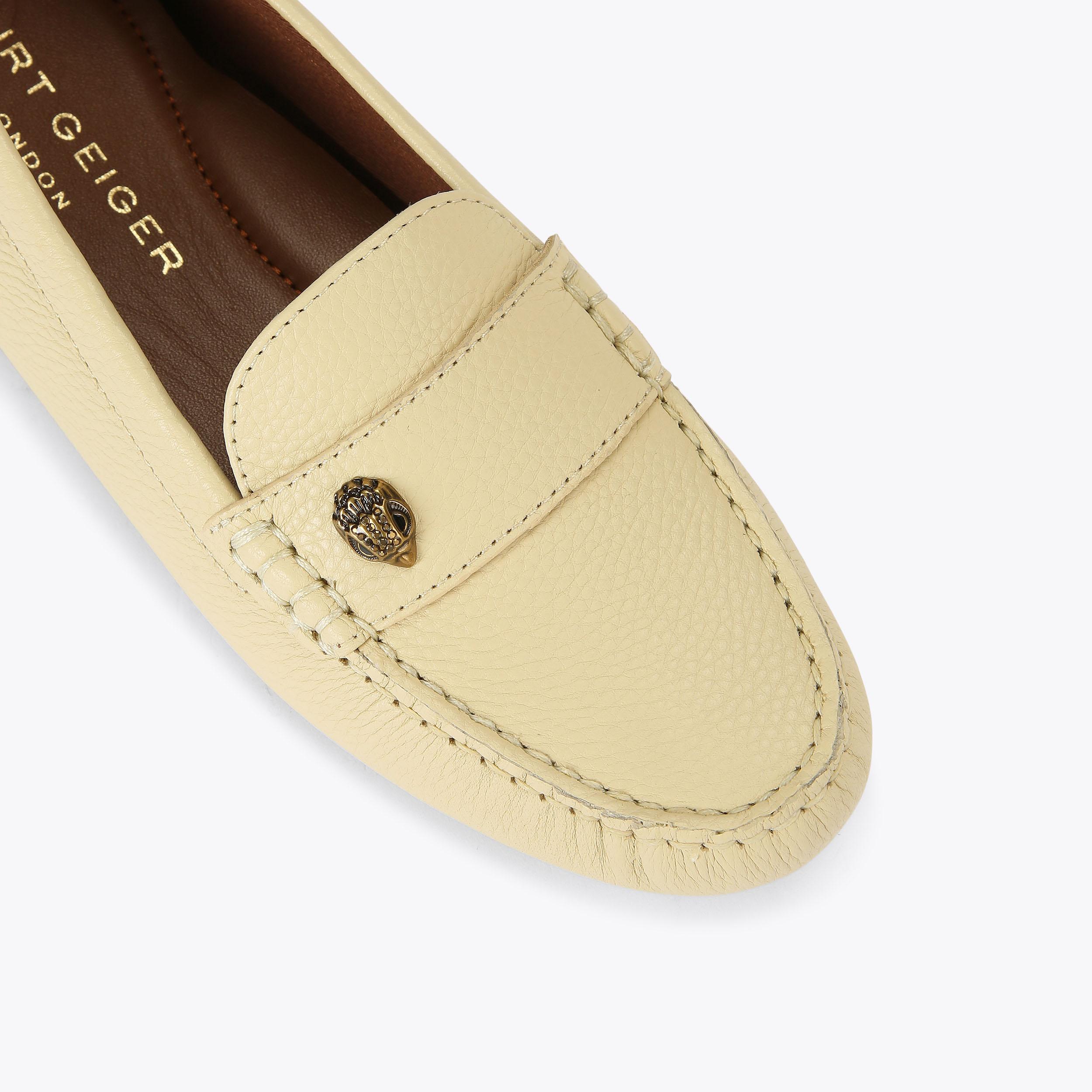 EAGLE DRIVER Cream Leather Slip On Shoes by KURT GEIGER LONDON