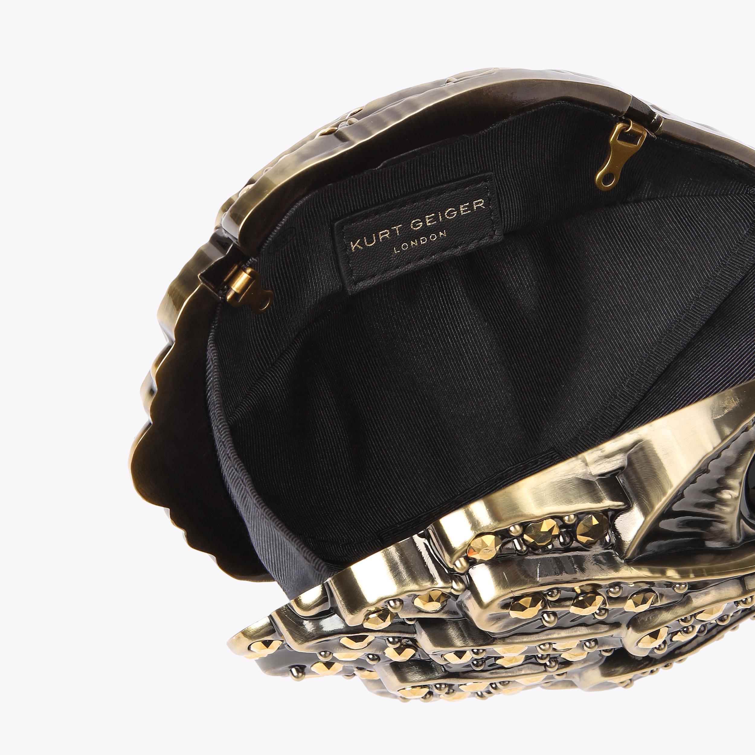 EAGLE CLUTCH Gold Eagle Head Clutch Bag by KURT GEIGER LONDON