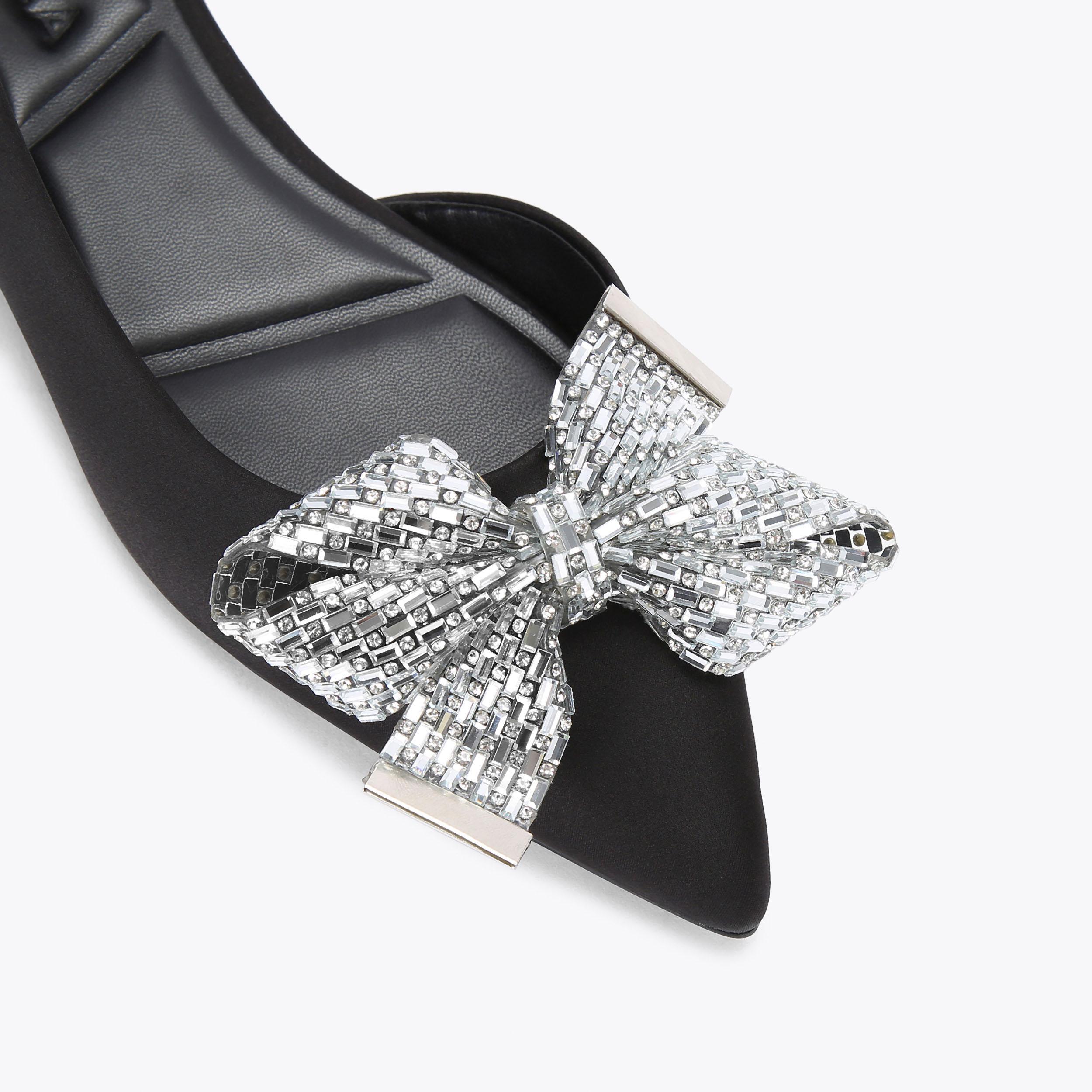 REGAL BOW FLAT Black Satin Flat Shoe by CARVELA