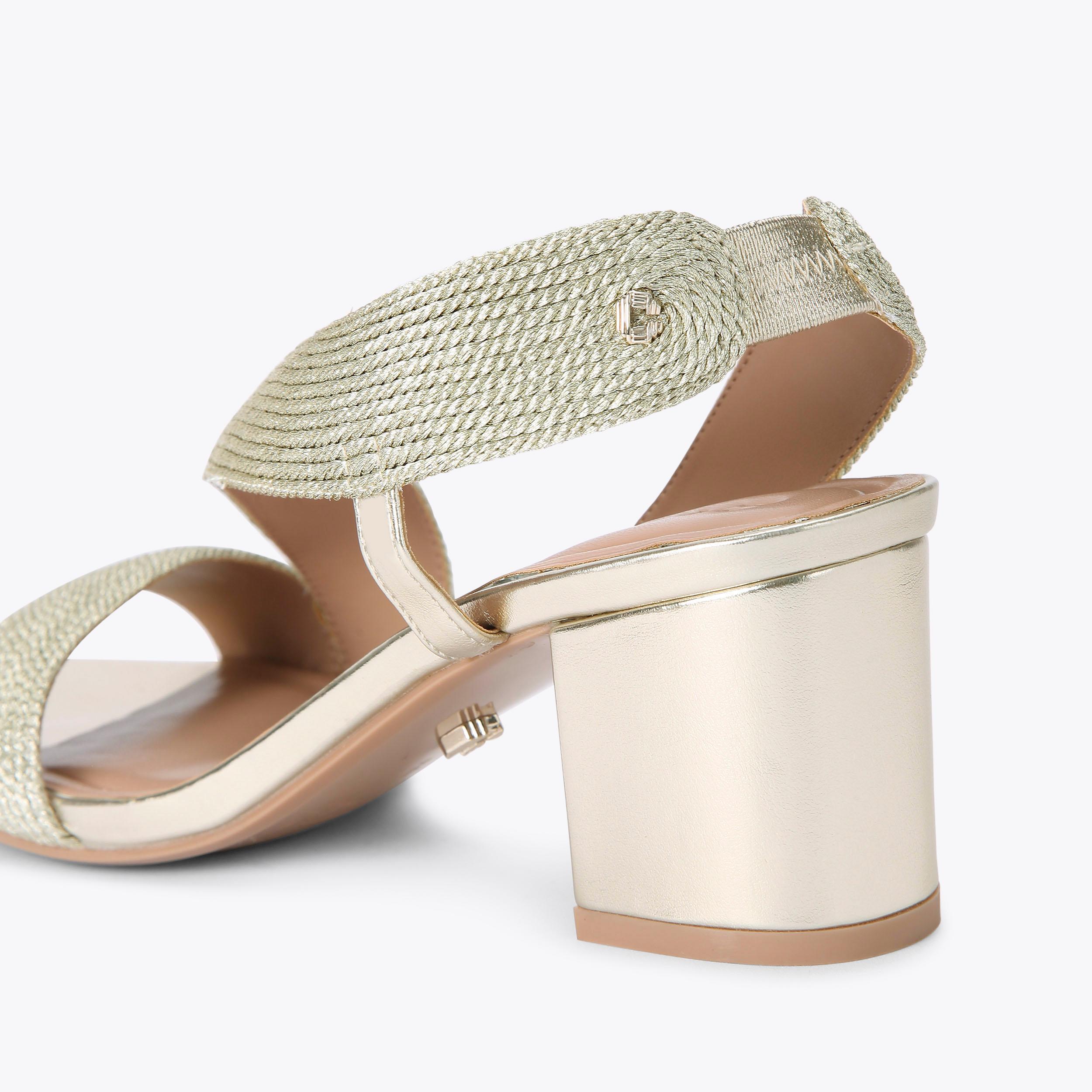 GALA BLOCK 60 Gold Block Heel Sandals by CARVELA