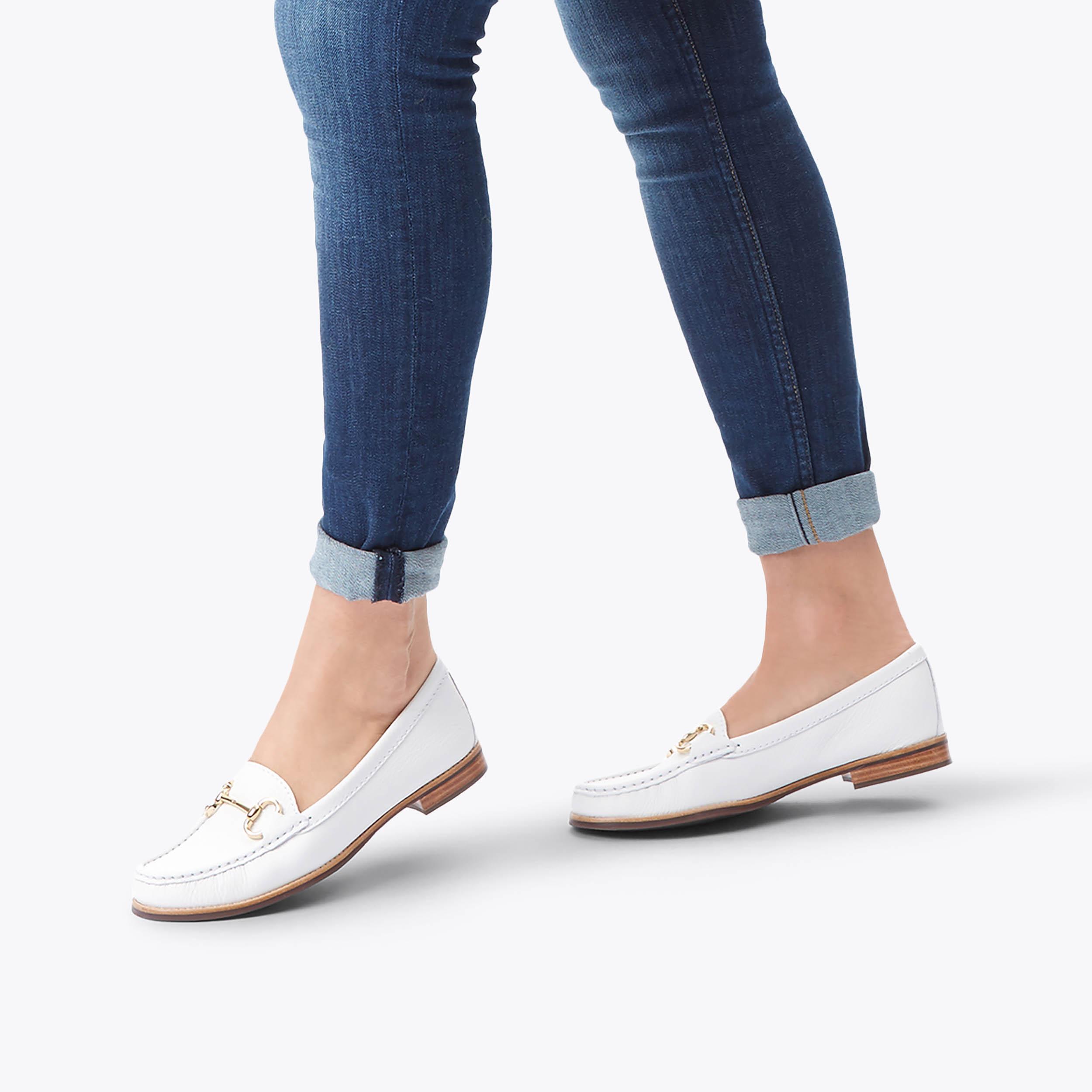 CLICK White Flat Loafers by CARVELA COMFORT
