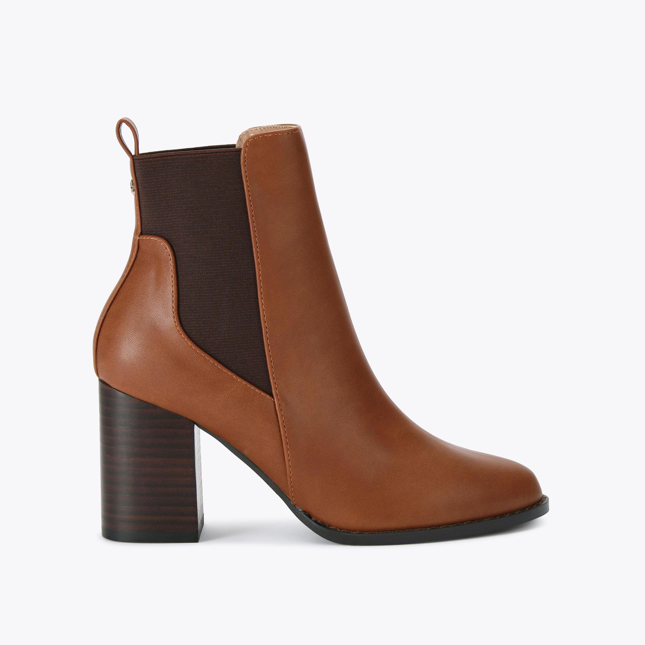 TOODLE CHELSEA Tan Slip On Heeled Boot by CARVELA