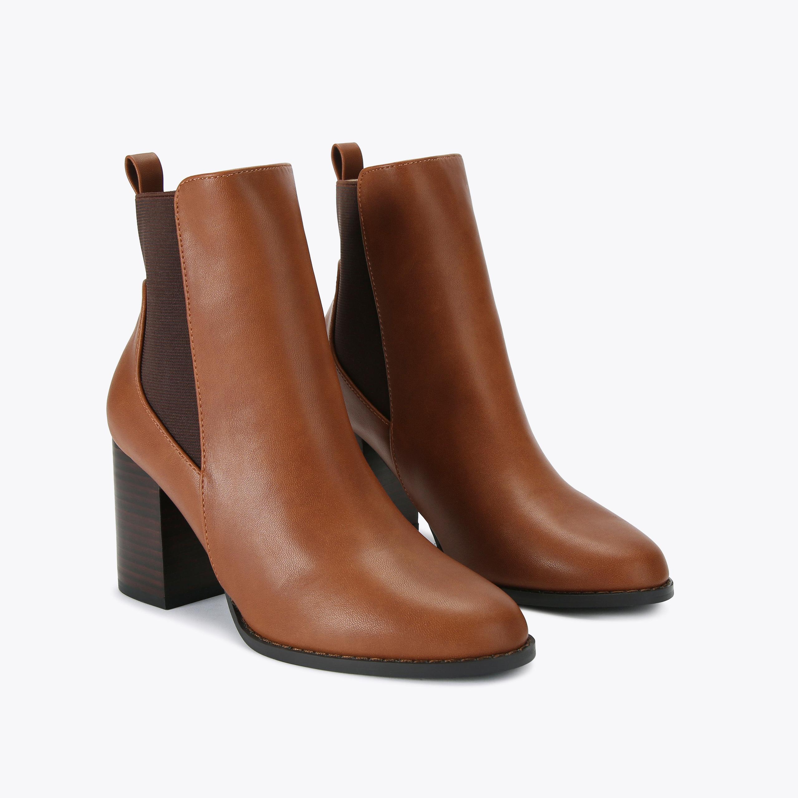 TOODLE CHELSEA Tan Slip On Heeled Boot by CARVELA