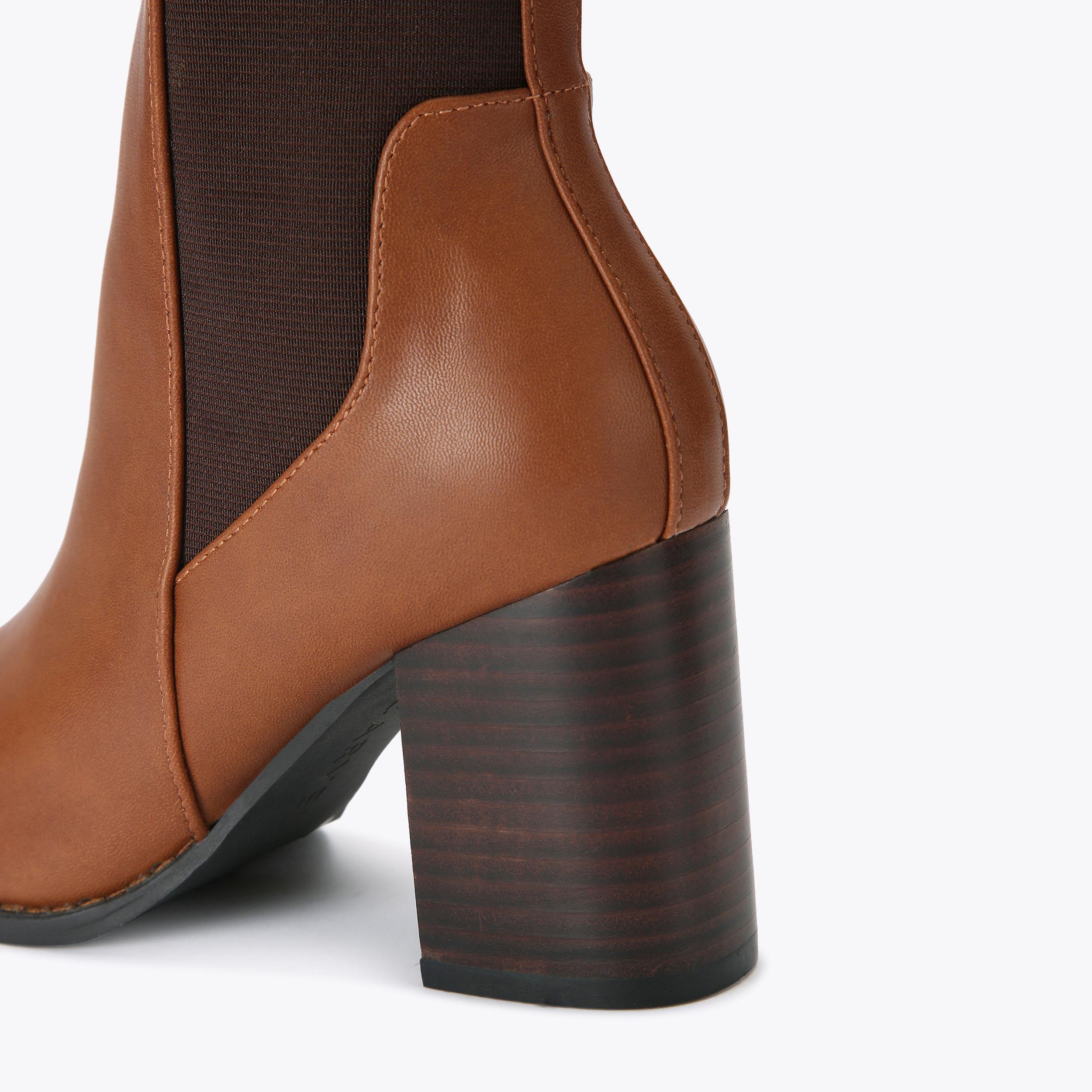 TOODLE CHELSEA Tan Slip On Heeled Boot by CARVELA