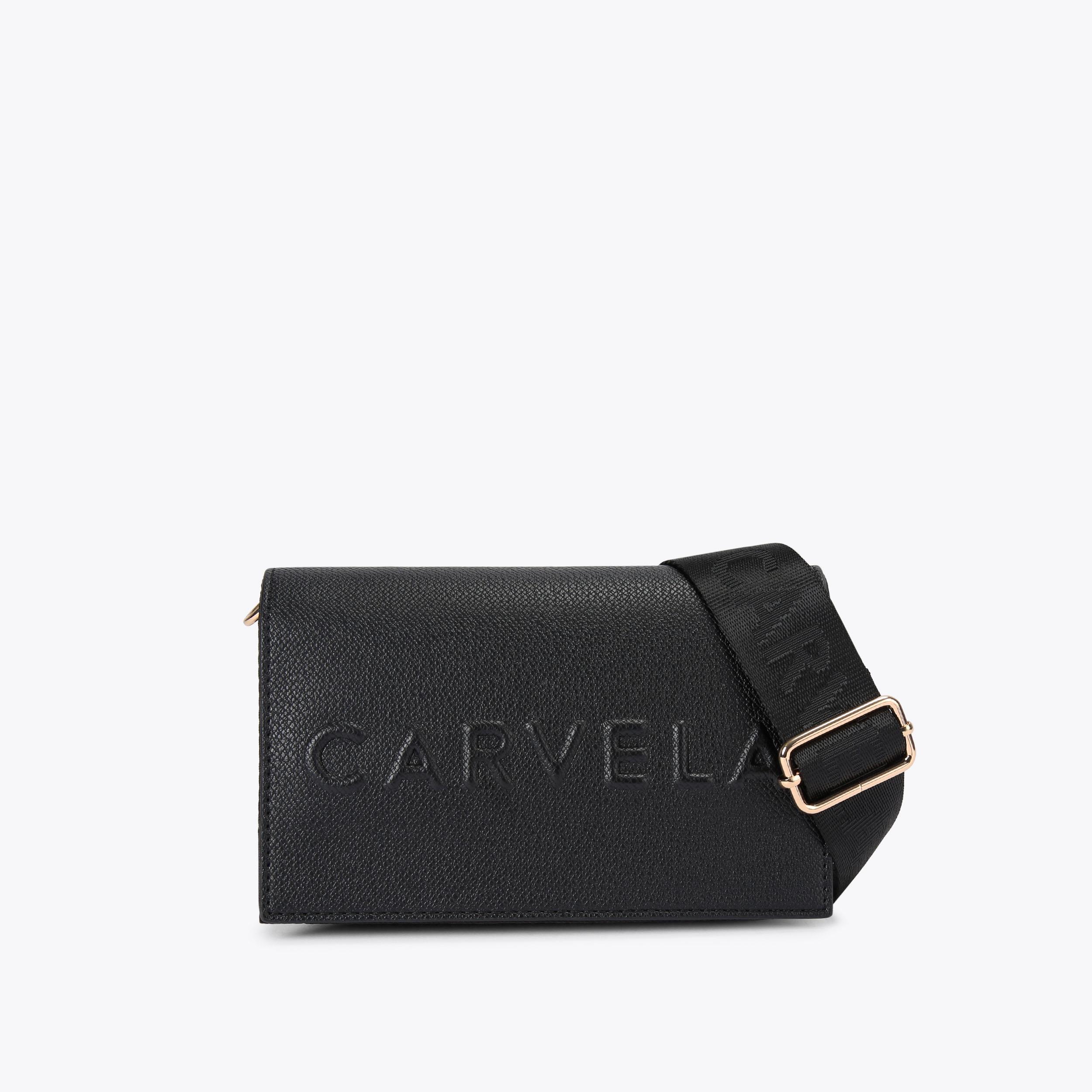 FRAME WALLET X BODY Black Textured Cross Body Wallet by CARVELA
