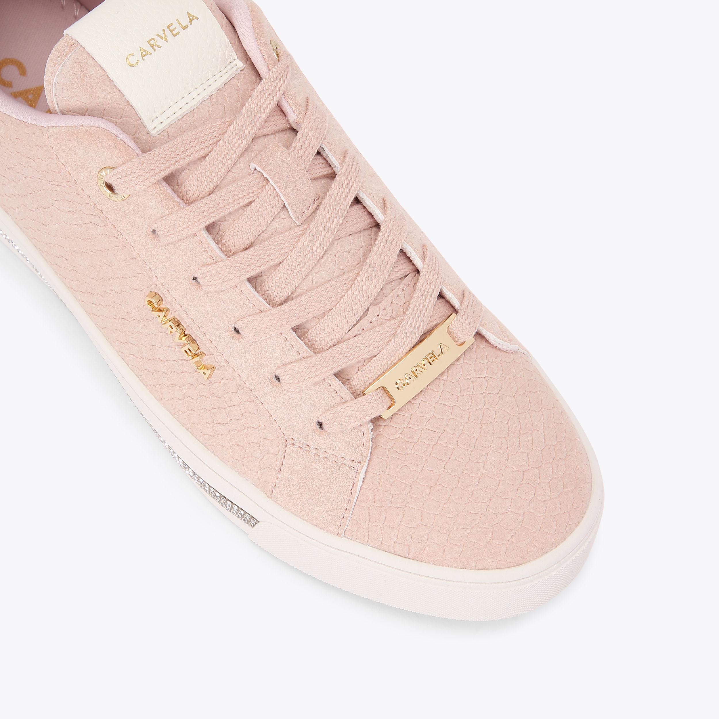DIAMOND Pale Pink Snake Print Trainer by CARVELA