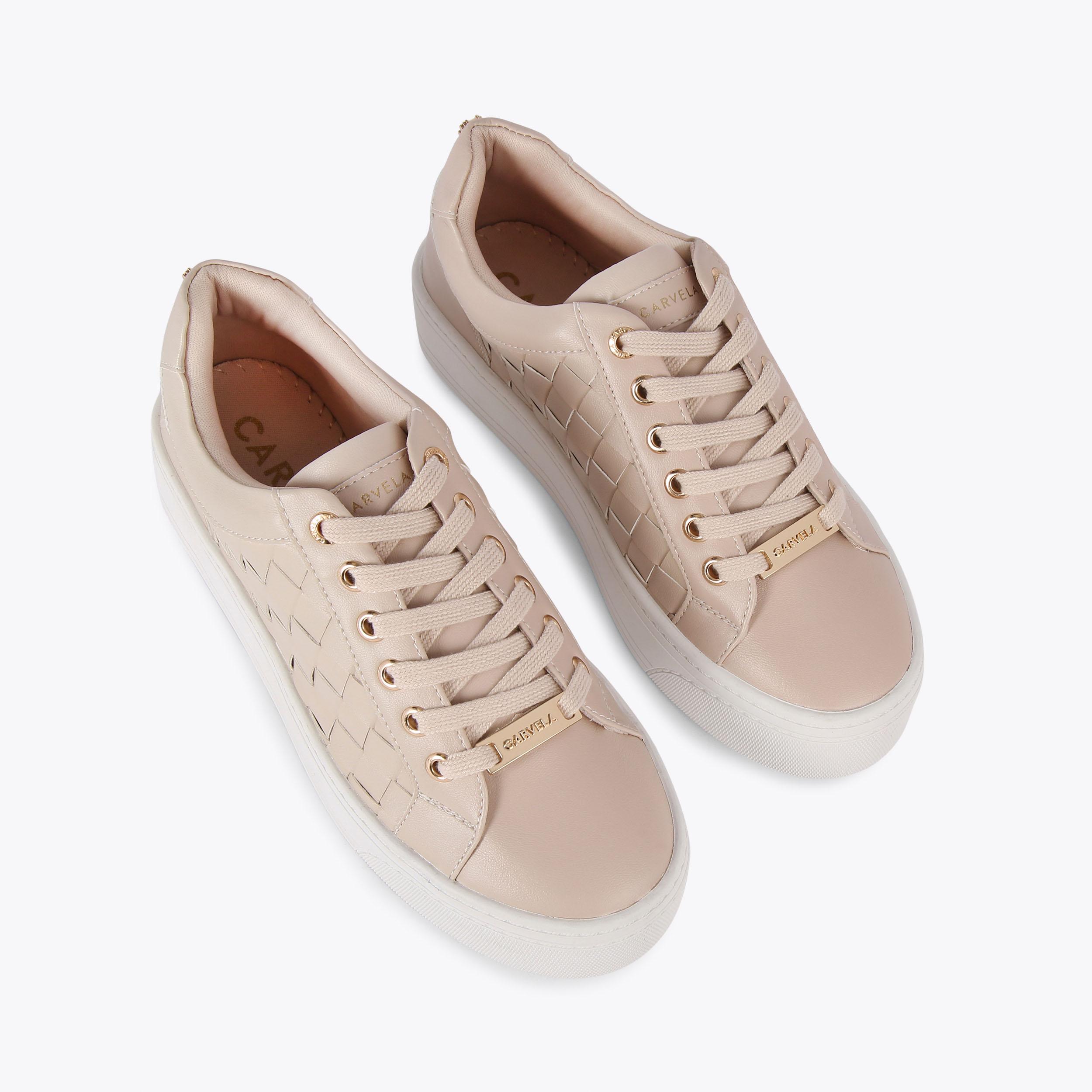 CHECKER Taupe Trainers by CARVELA