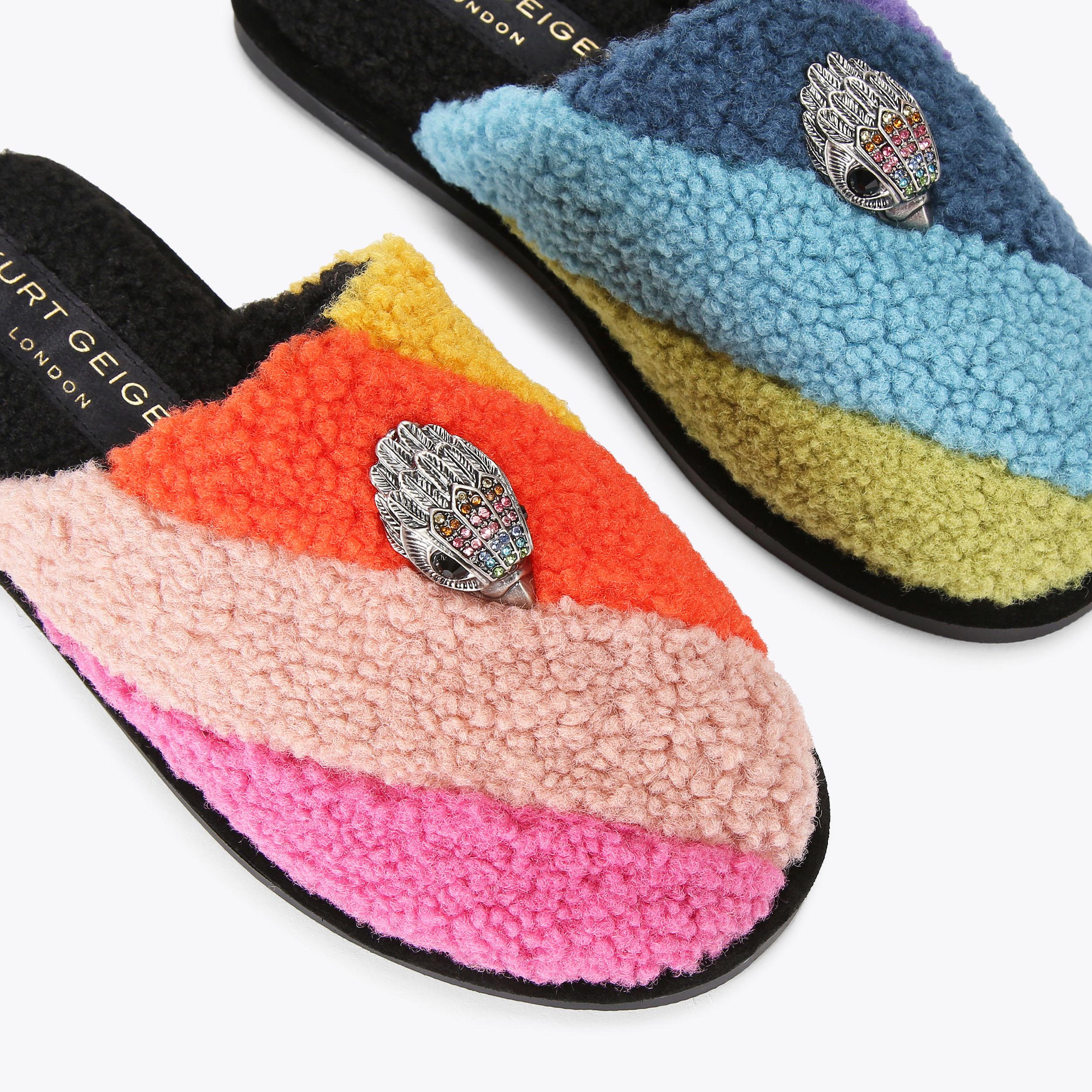 KENSINGTON SLIPPERS Rainbow Teddy Slippers by KURT GEIGER LONDON