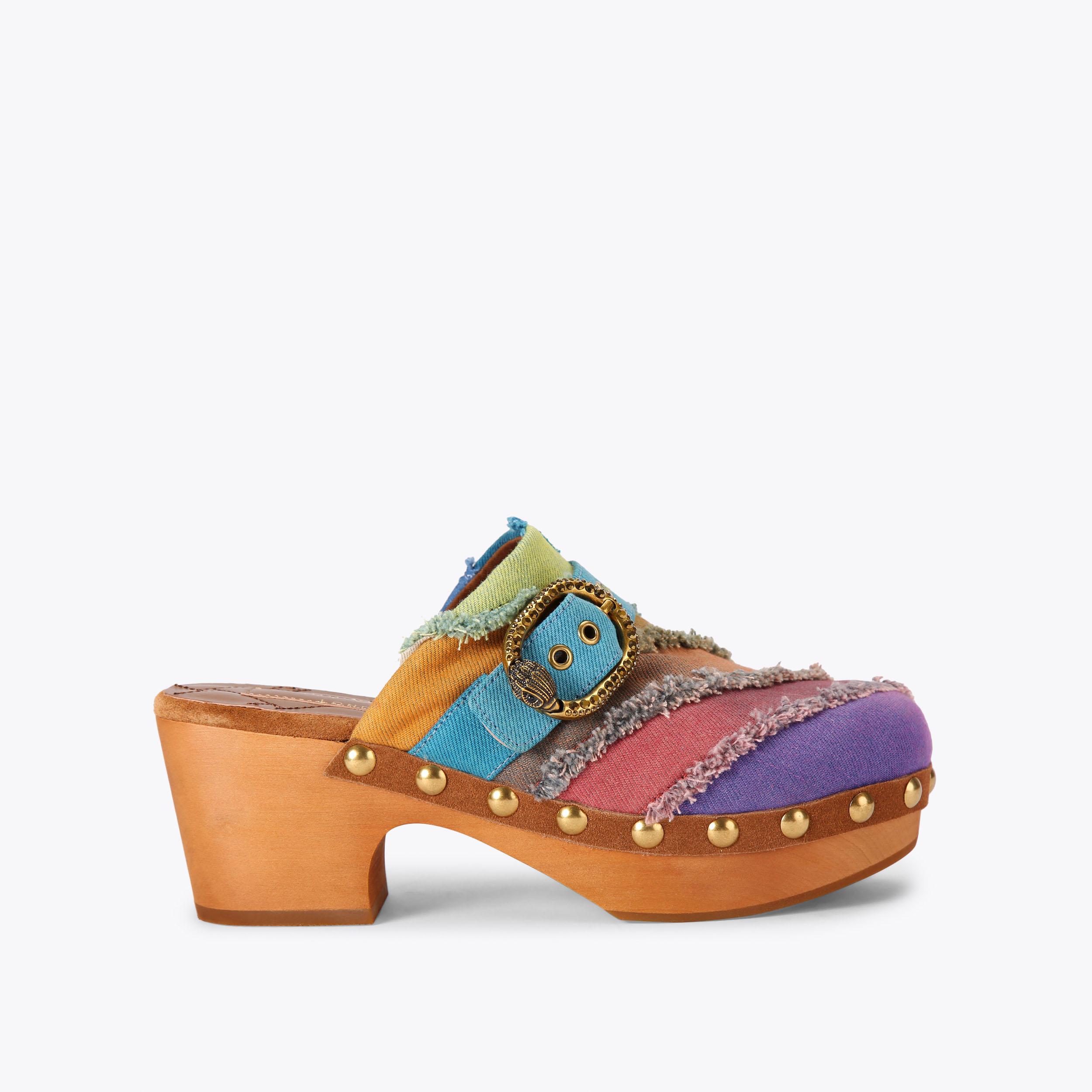 MAYFAIR CLOG Denim Rainbow Slip On Clog by KURT GEIGER LONDON