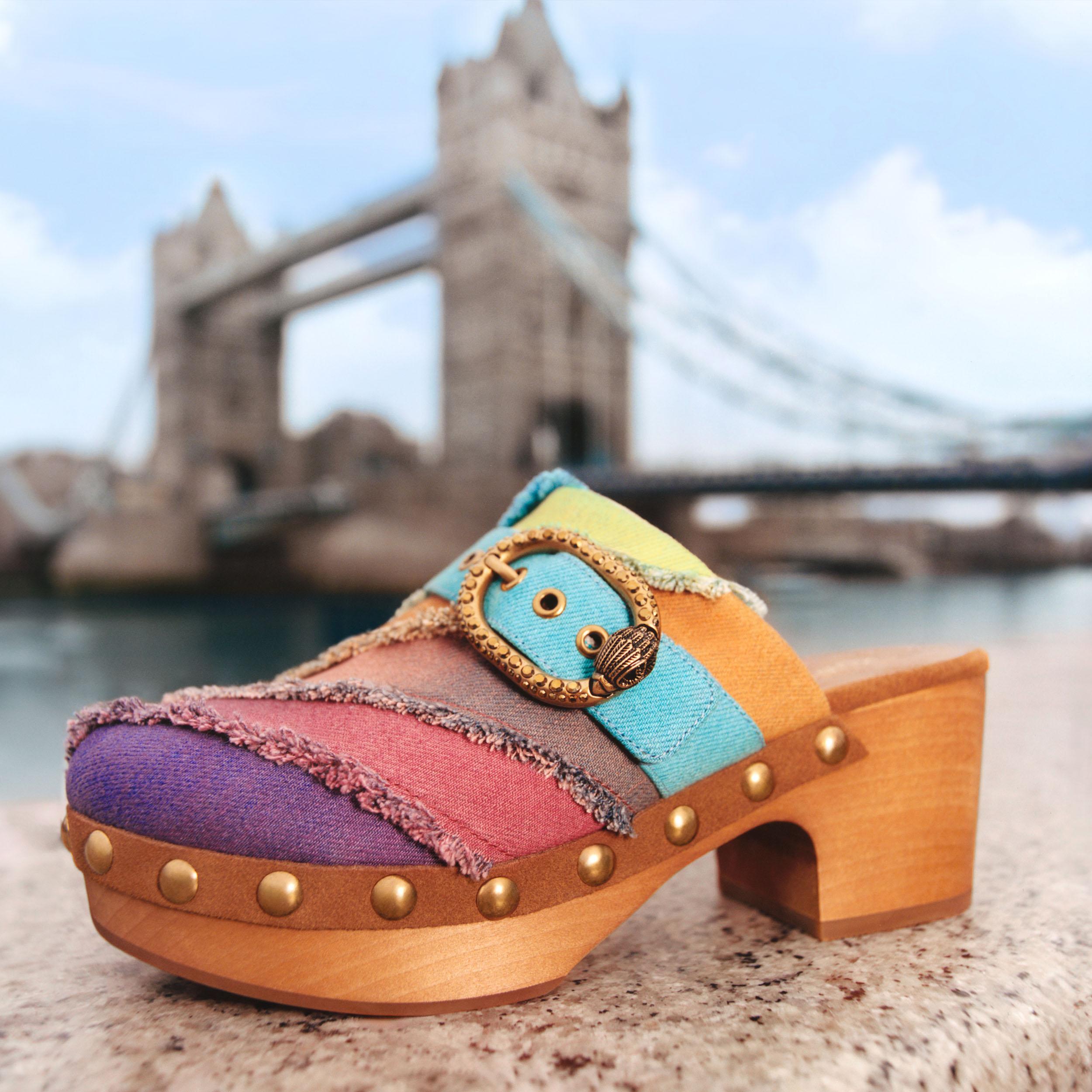 MAYFAIR CLOG Denim Rainbow Slip On Clog by KURT GEIGER LONDON