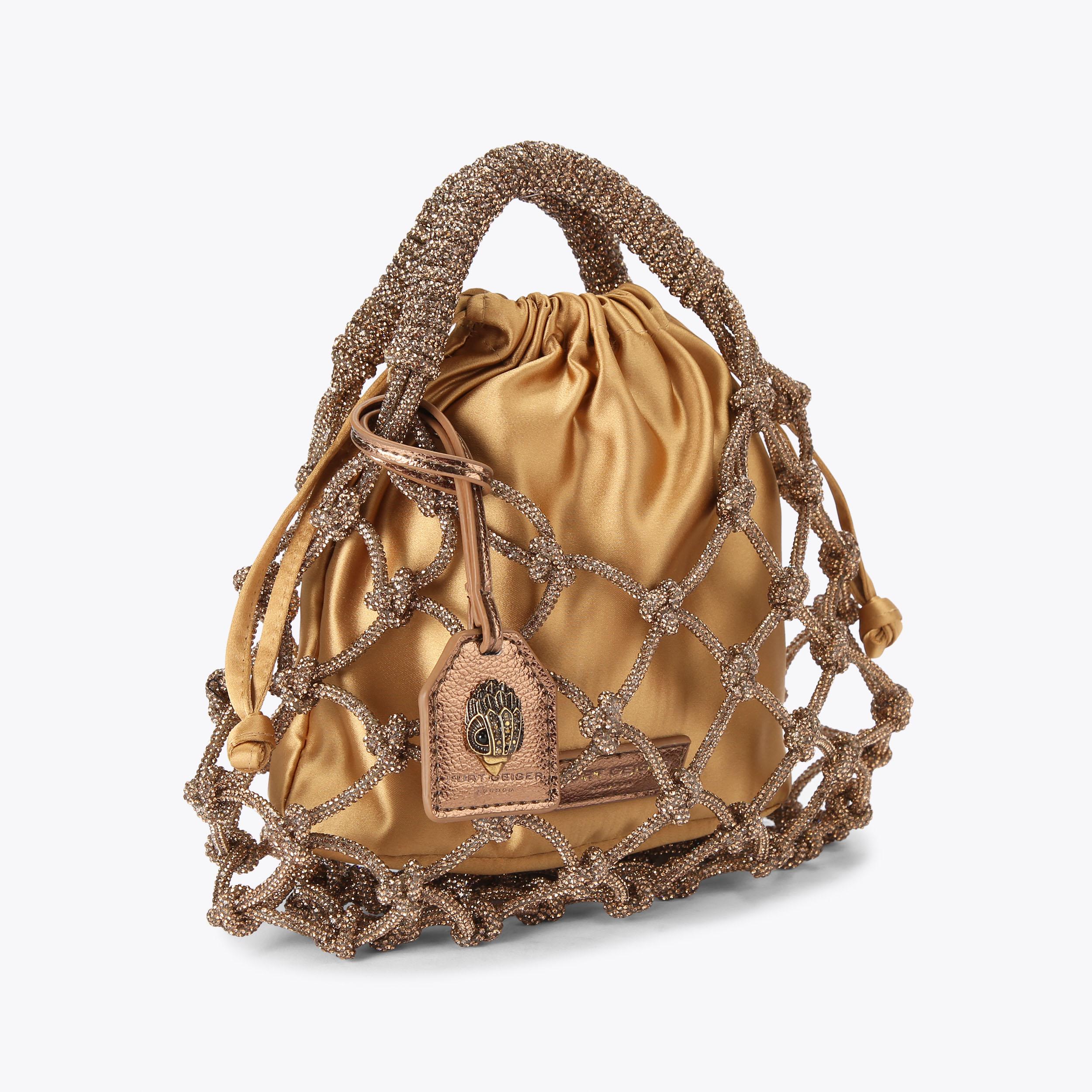 SM MACRAME CRYSTAL BAG Bronze Grab Bag by KURT GEIGER LONDON