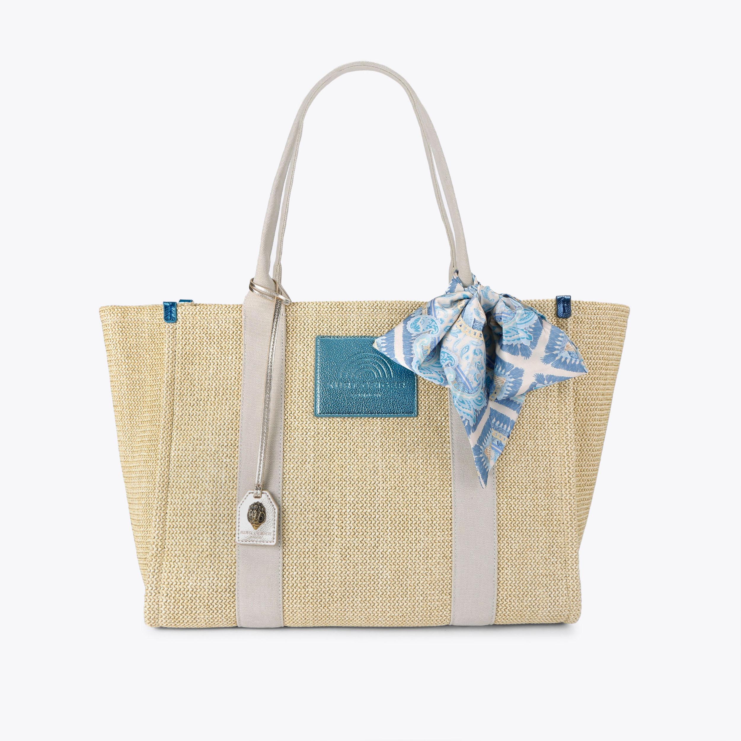 SOUTHBANK LG SHOPPER Beige Woven Scarf Shopper Bag by KURT GEIGER LONDON
