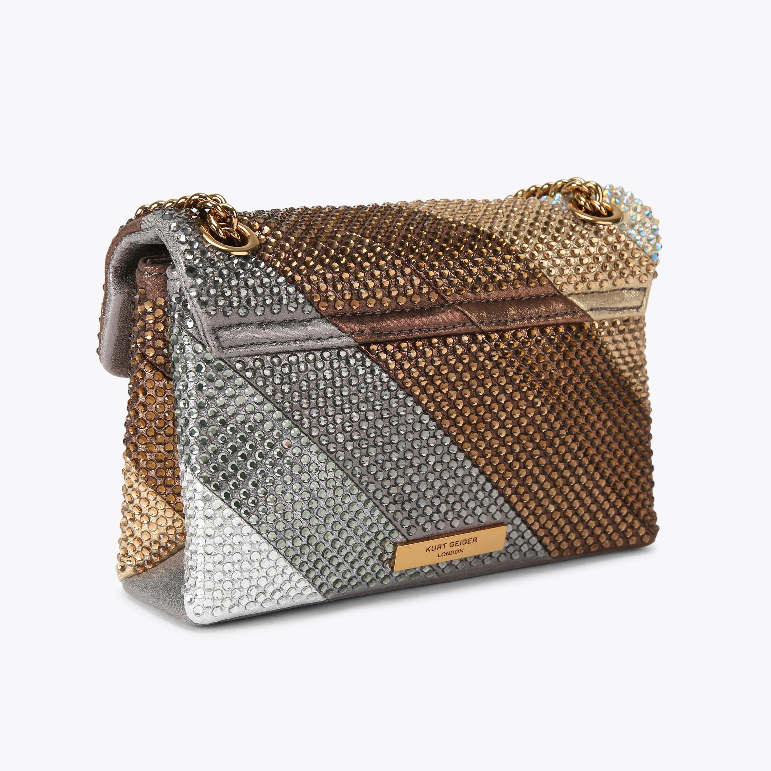 FABRIC MINI KENSINGTON L Crystal Stripe Cross Body Bag by KURT GEIGER ...