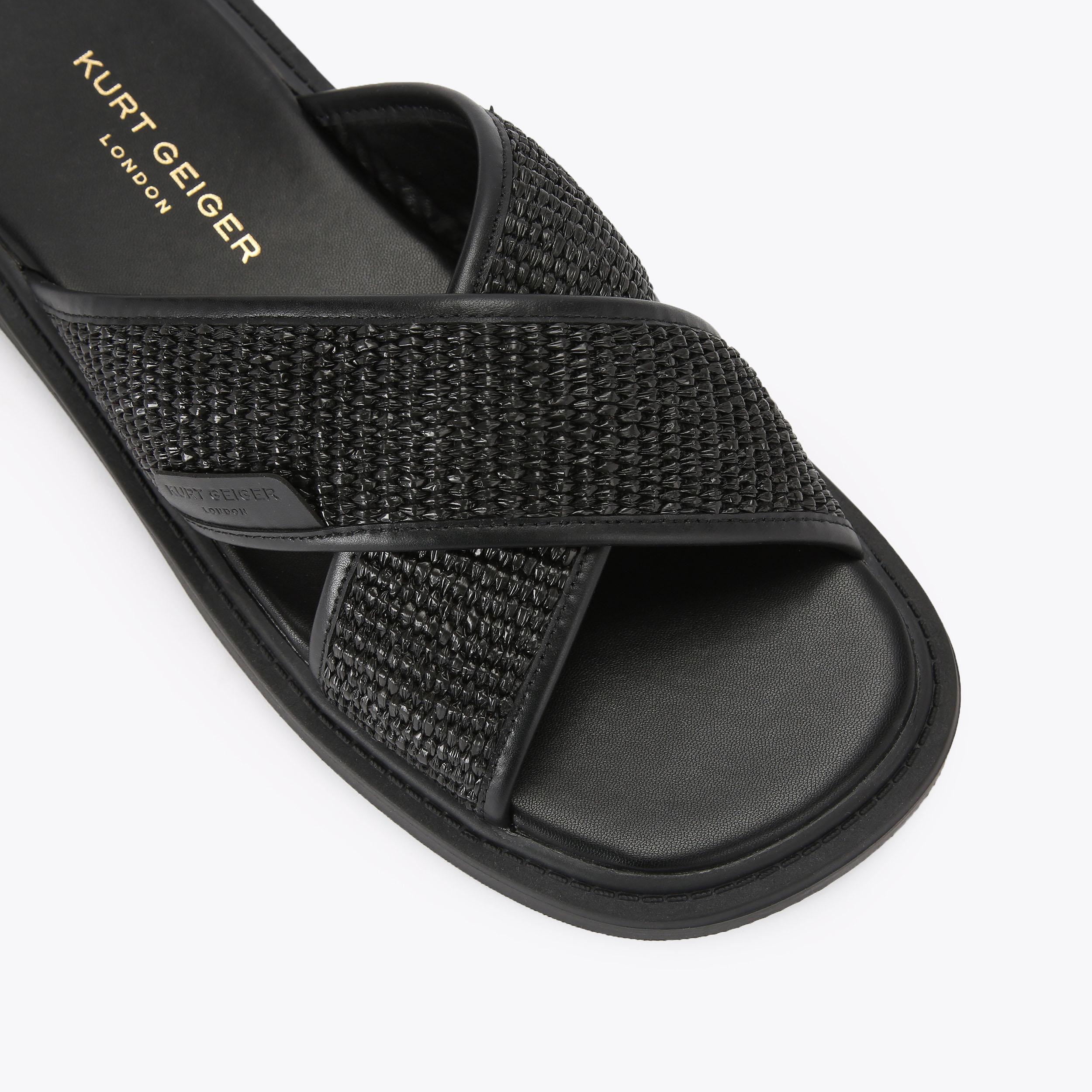 OWEN RAFFIA Black Raffia Sandal by KURT GEIGER LONDON