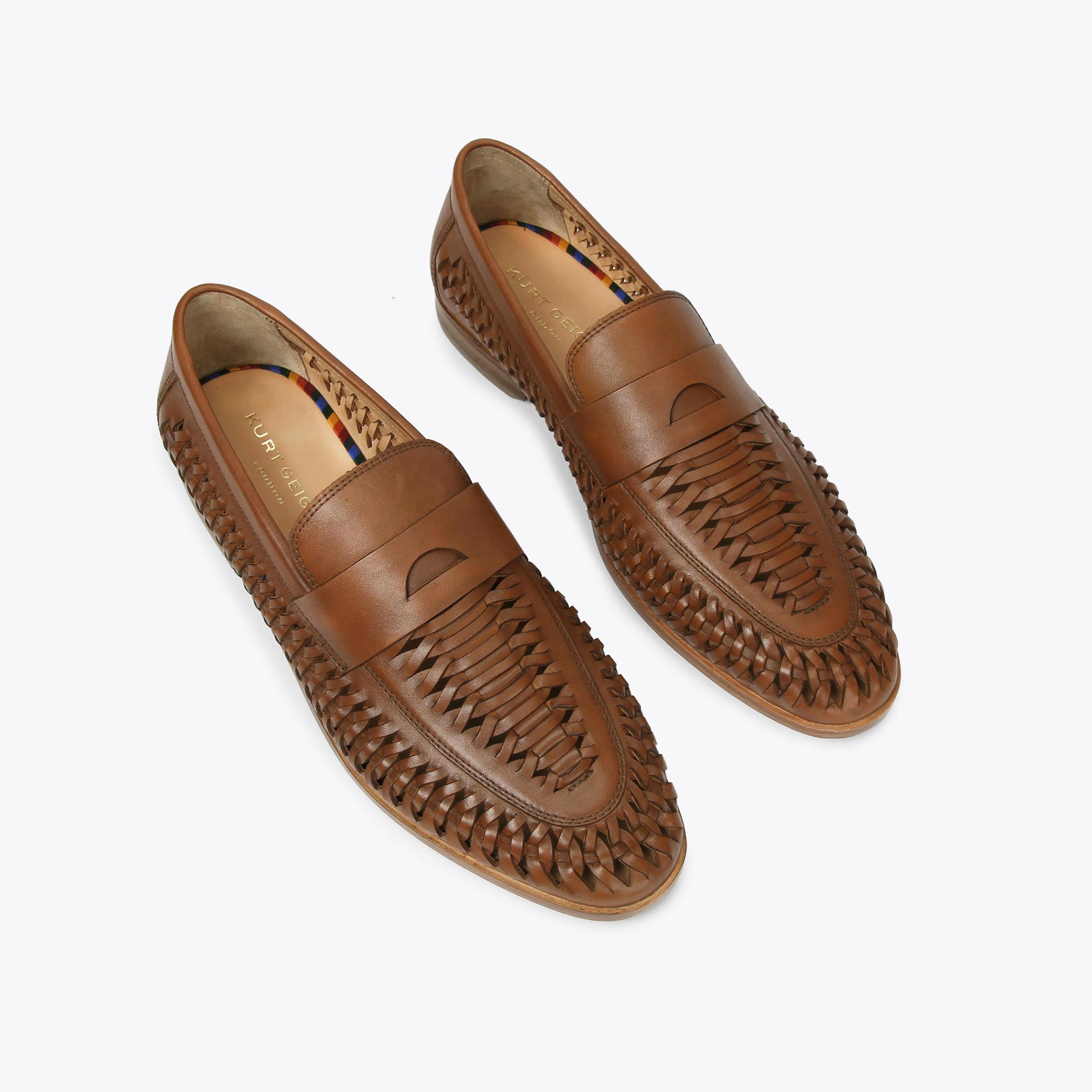 PABLO Brown Leather Slip On Shoe by KURT GEIGER LONDON