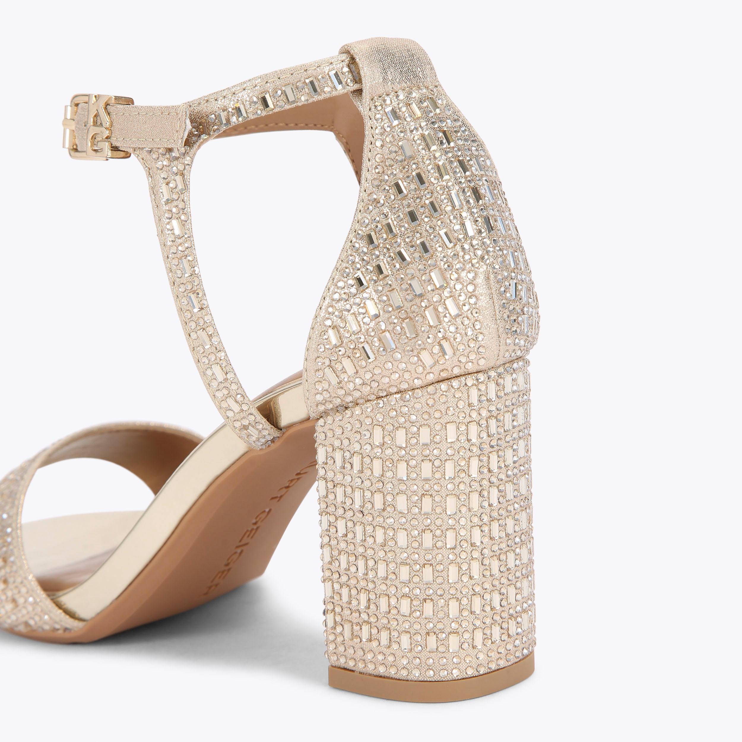 FARYN BLING2 Gold Crystal Heeled Sandal by KG KURT GEIGER