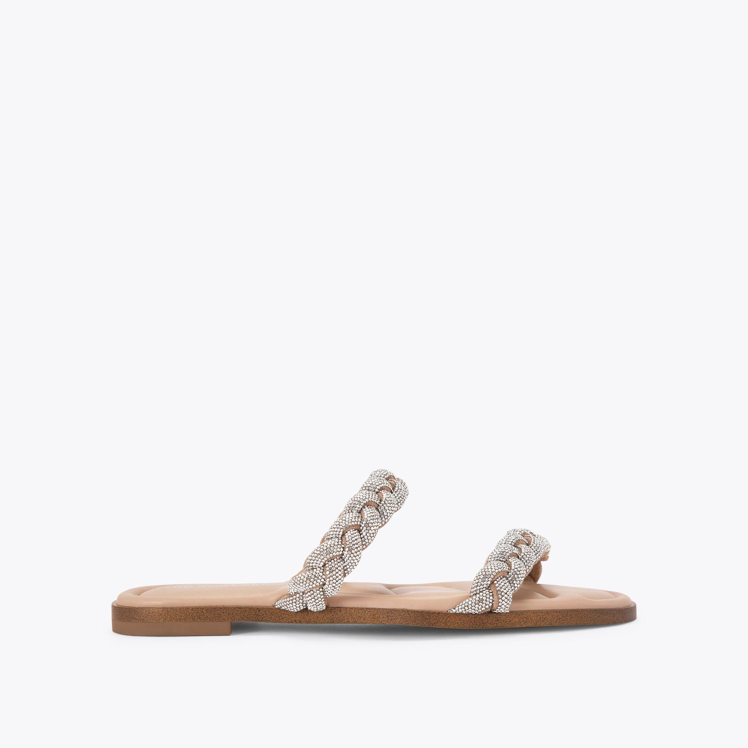 RILEY Silver Crystal Slip On Sandal by KG KURT GEIGER