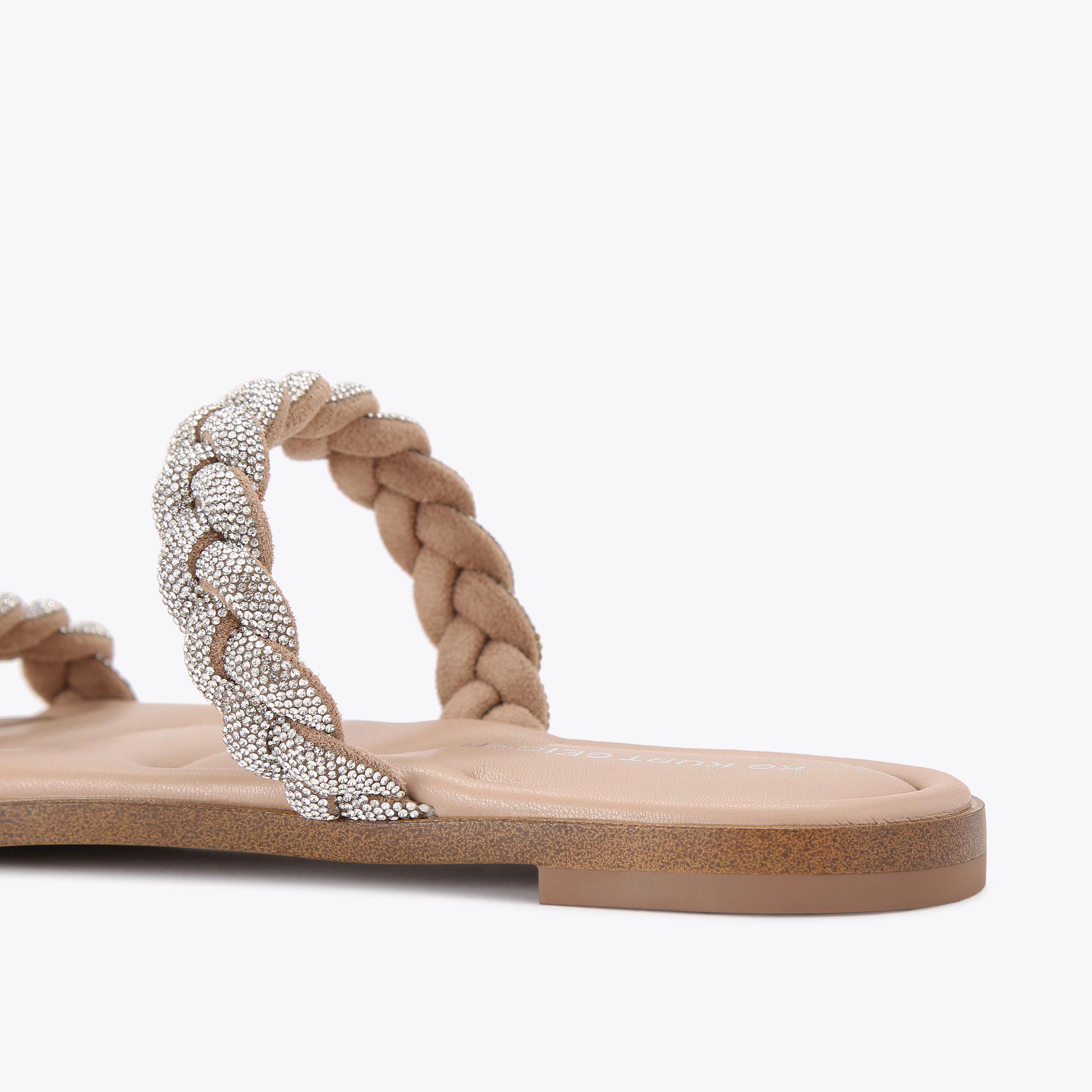 RILEY Silver Crystal Slip On Sandal by KG KURT GEIGER