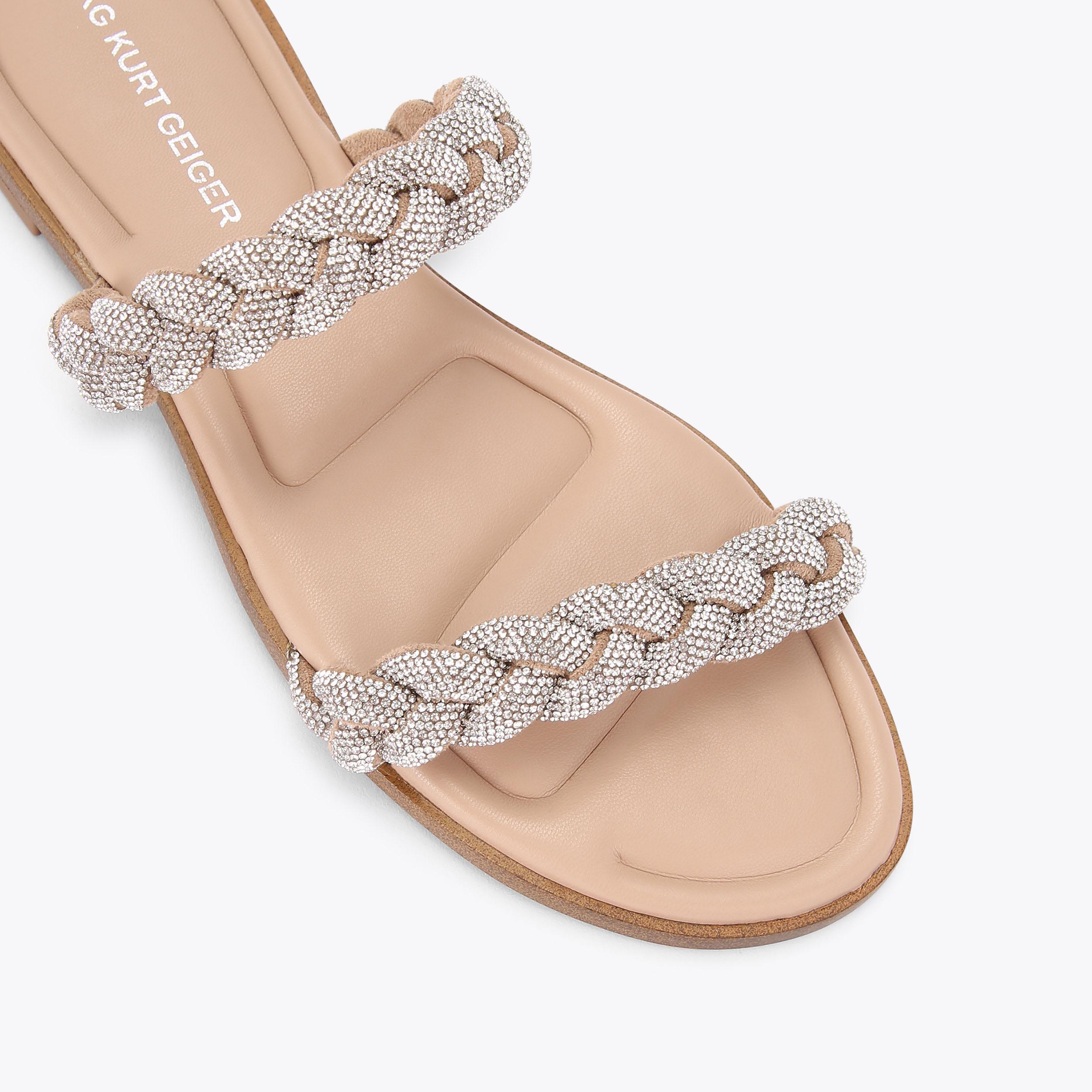 RILEY Silver Crystal Slip On Sandal by KG KURT GEIGER