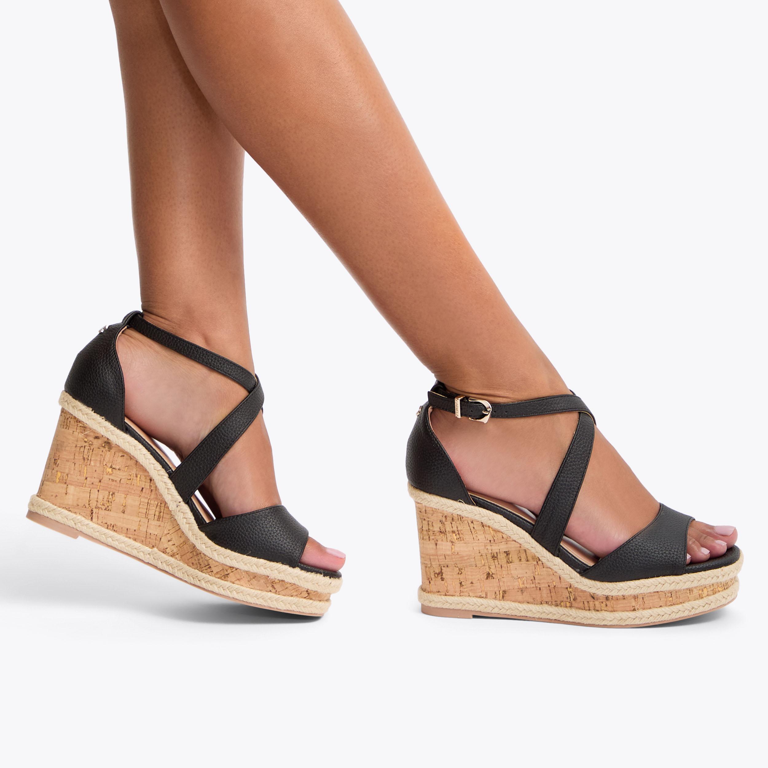 KROSS WEDGE Black Wedge Heel Sandal by CARVELA