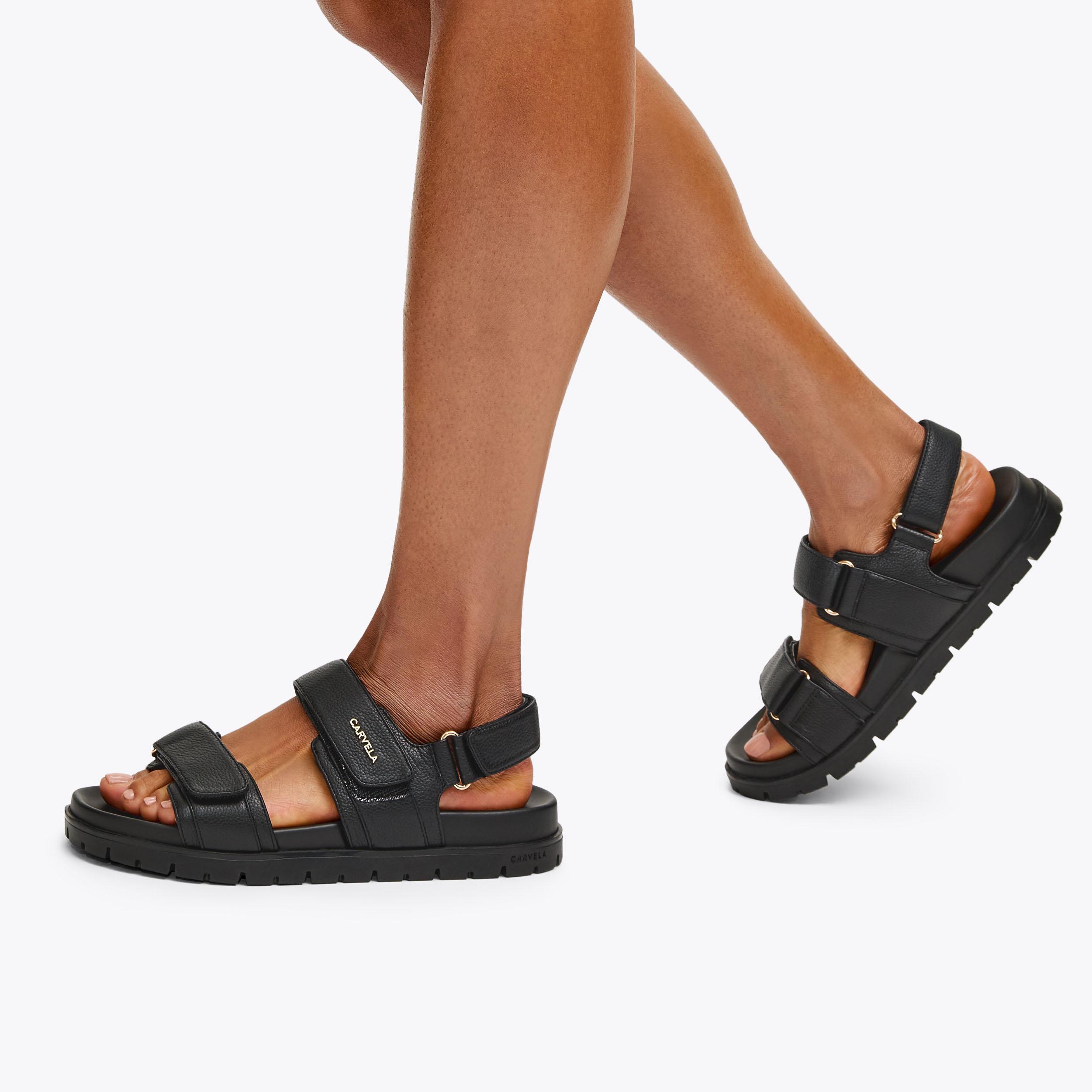FAME Black Velcro Sandal by CARVELA
