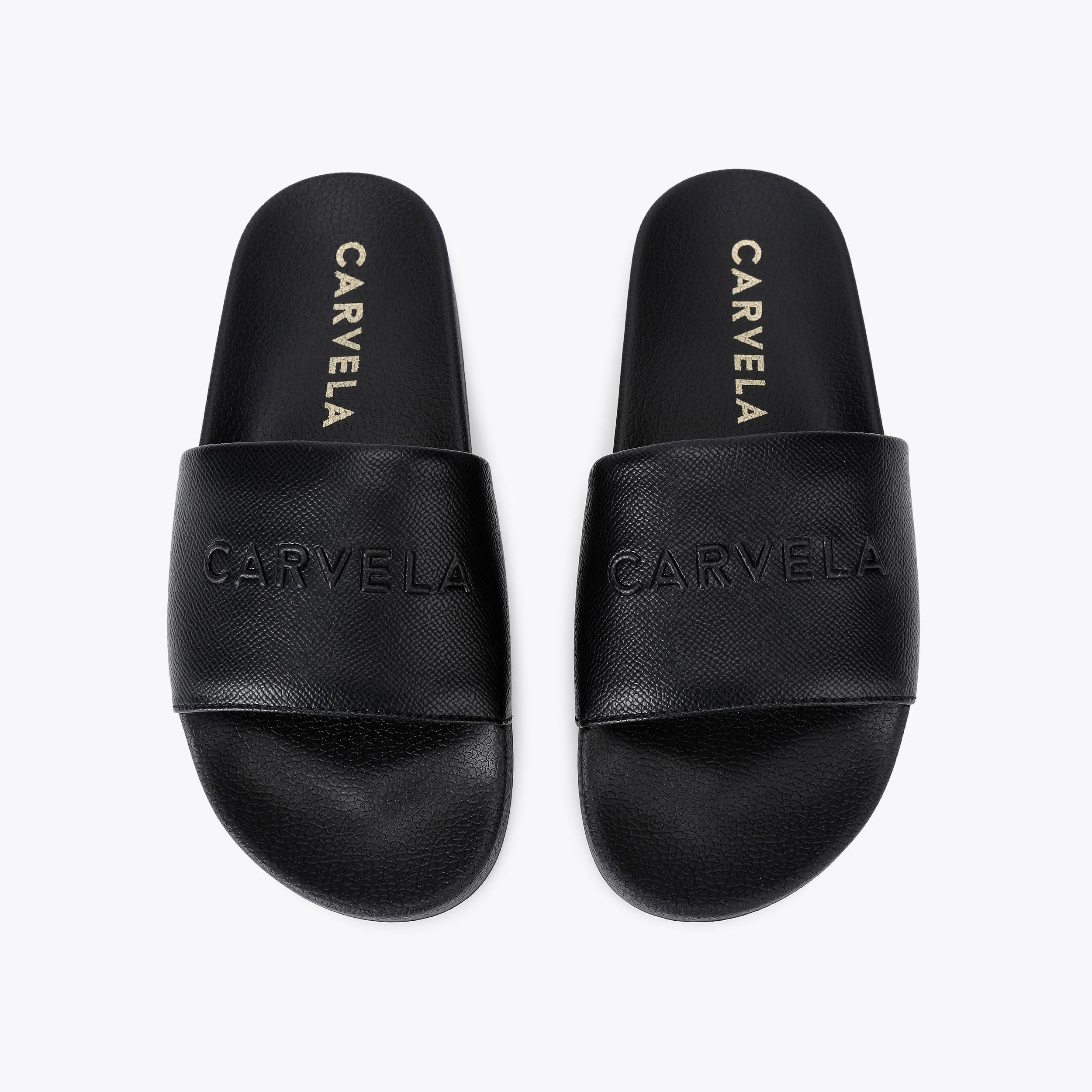 FRAME SLIDER Black Slider Sandals by CARVELA