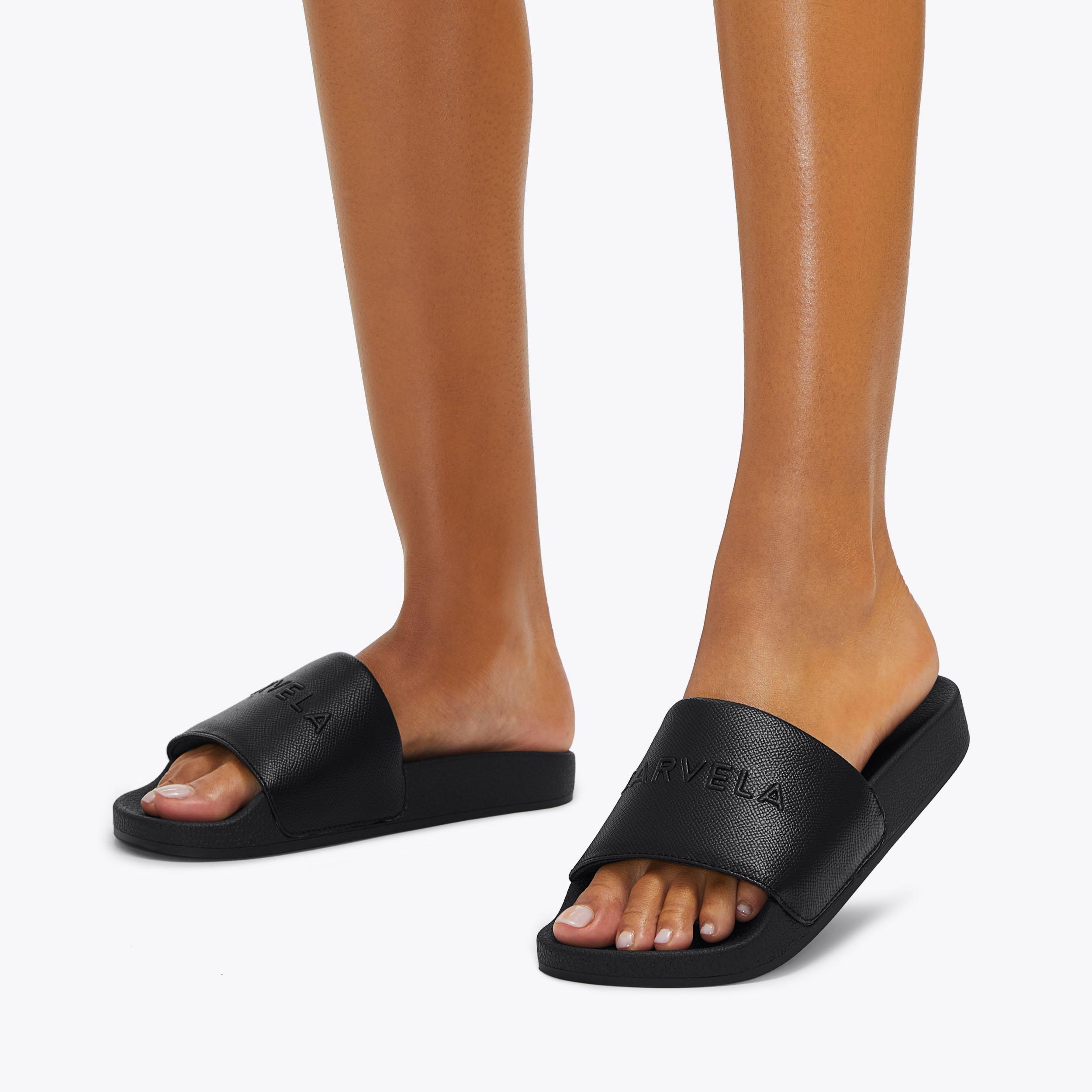 FRAME SLIDER Black Slider Sandals by CARVELA
