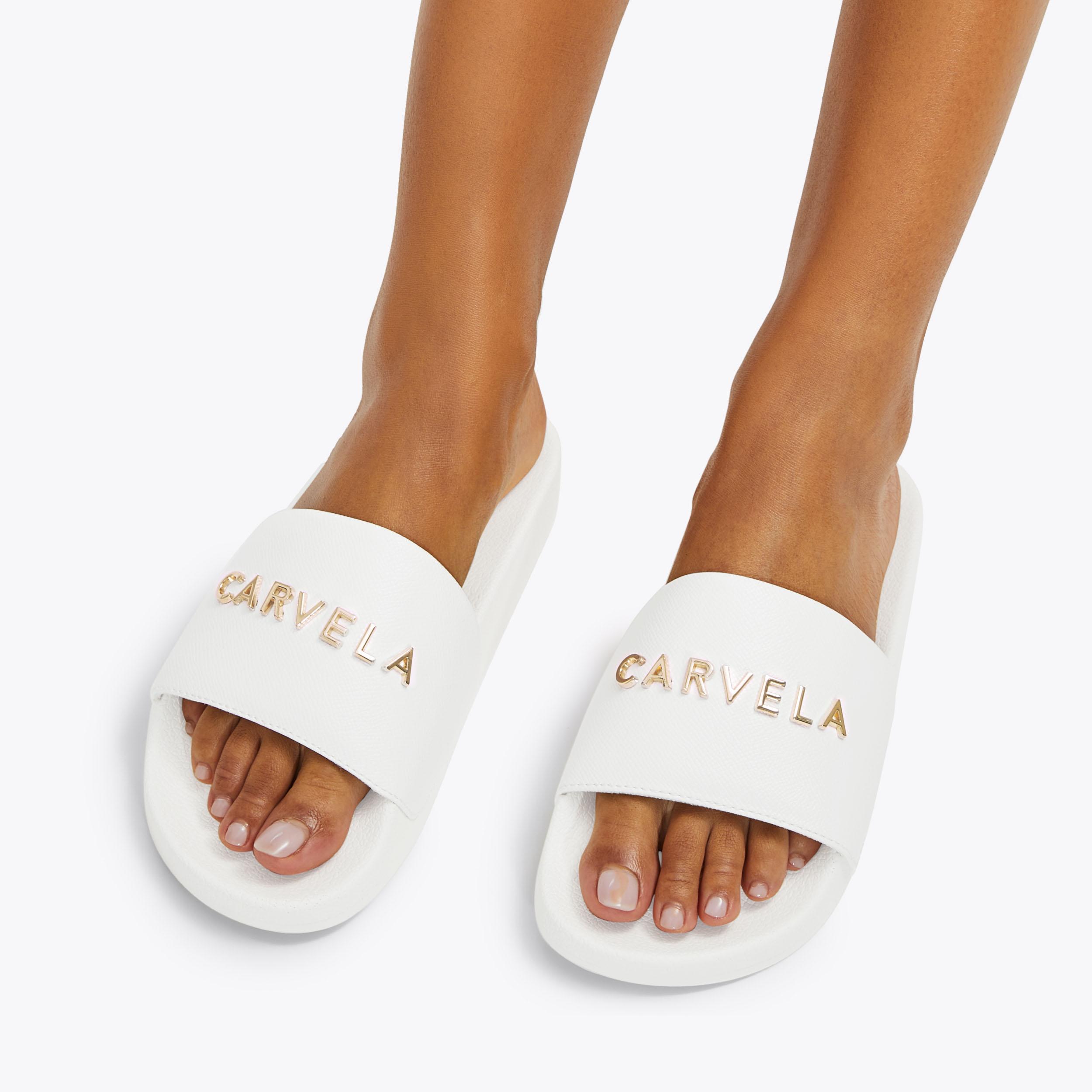 FRAME SLIDER White Slider Sandals by CARVELA