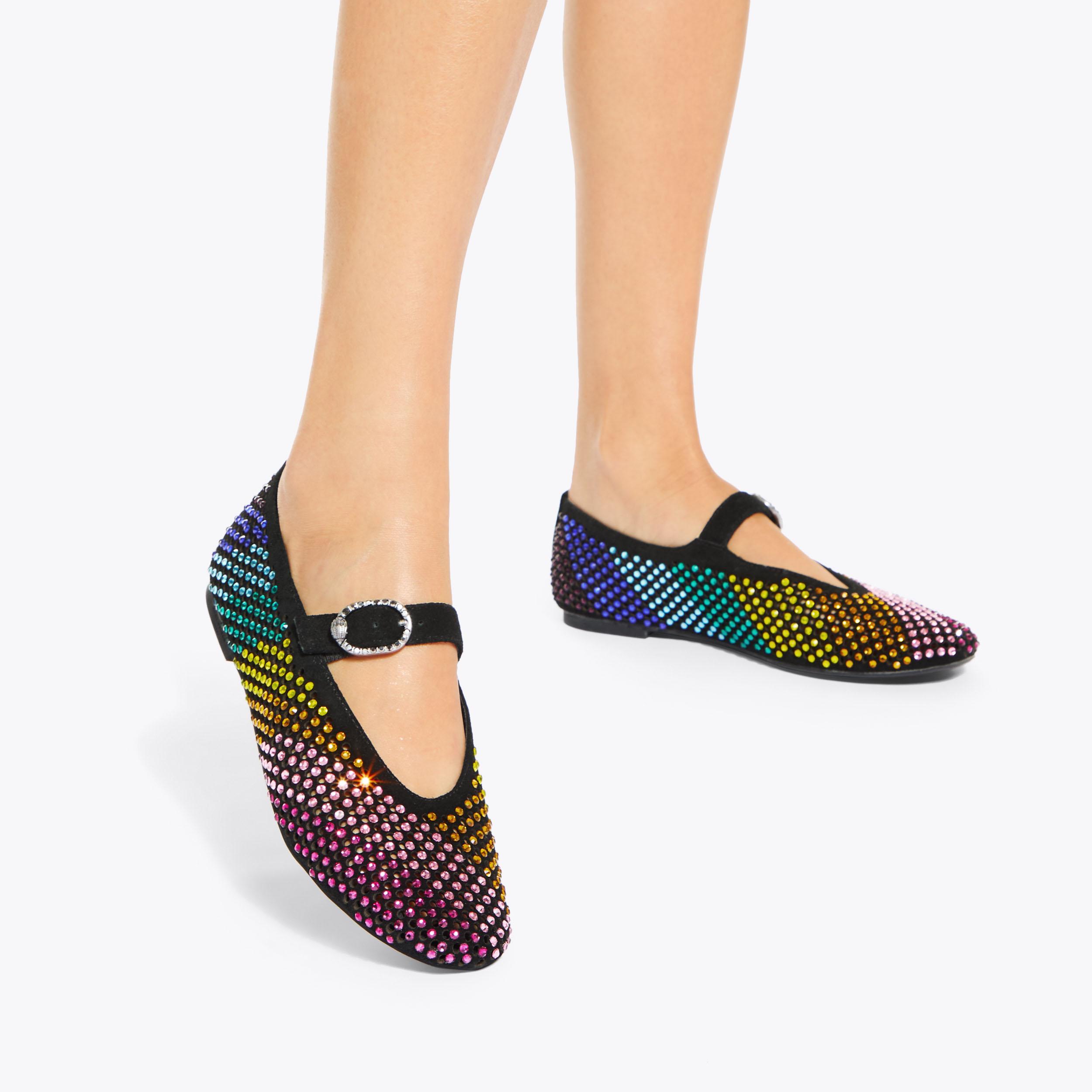 MAYFAIR BALLET FLAT Black Suede Crystal Ballet Flat by KURT GEIGER LONDON