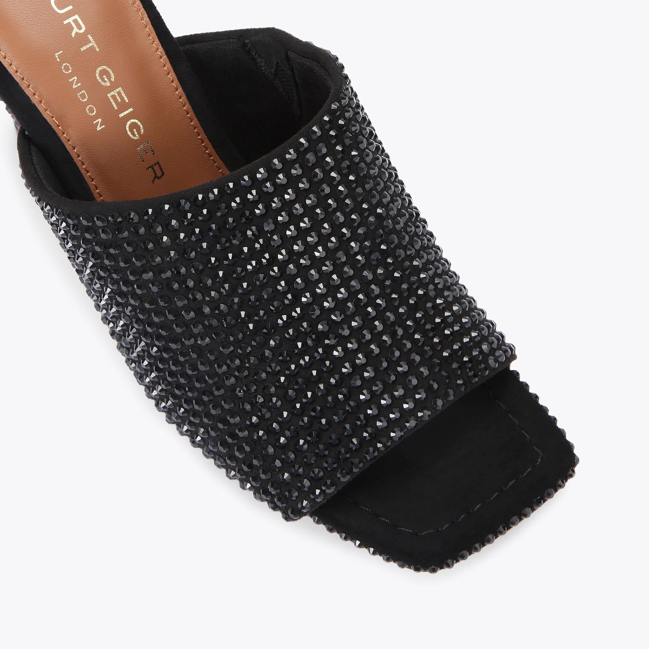 MAYFAIR HIGH MULE Black Crystal Mule Heel by KURT GEIGER LONDON